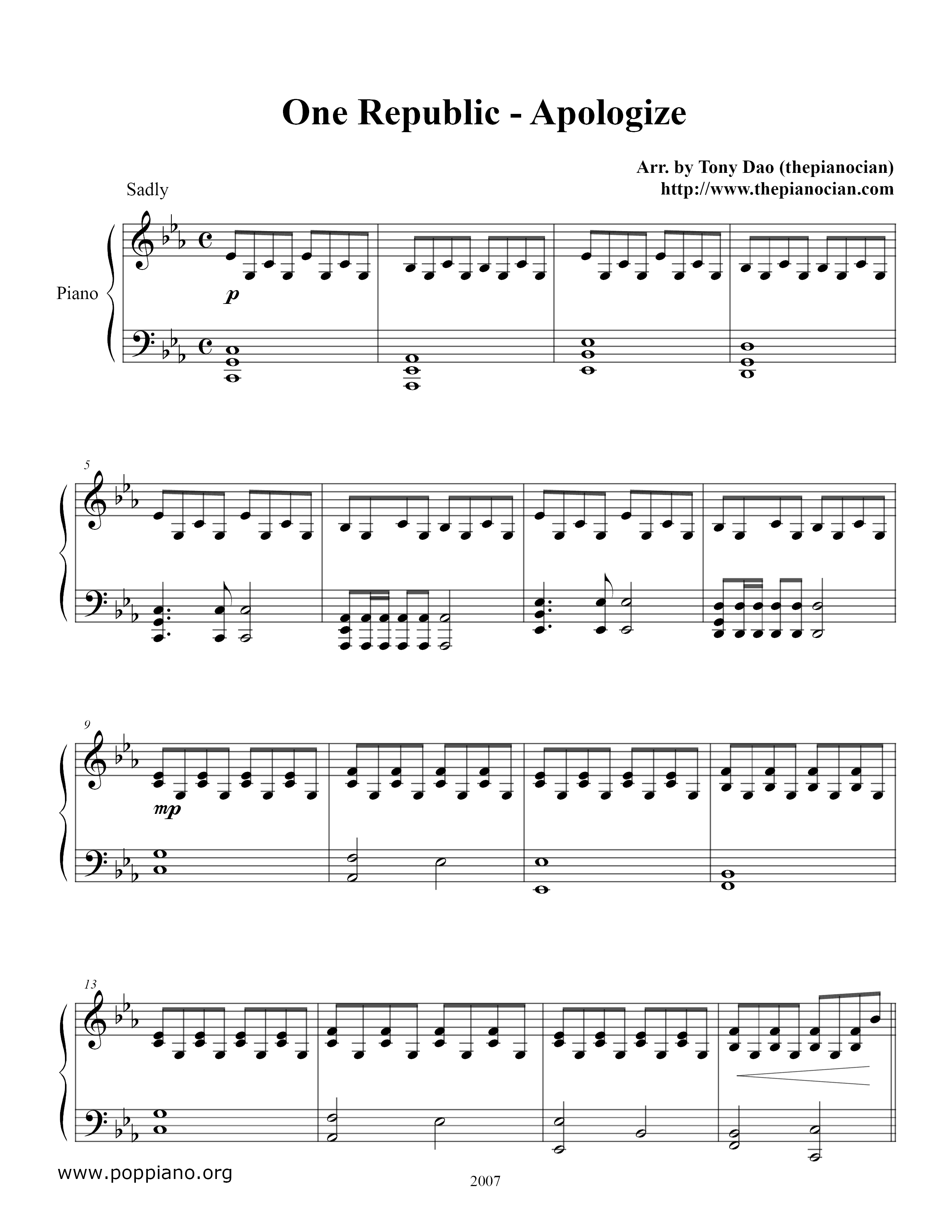 Apologize | Sheet Music | Piano Score Free PDF Download | HK Pop Piano ... Apologize | Sheet Music | Piano Score Free PDF Download | HK Pop Piano ...
