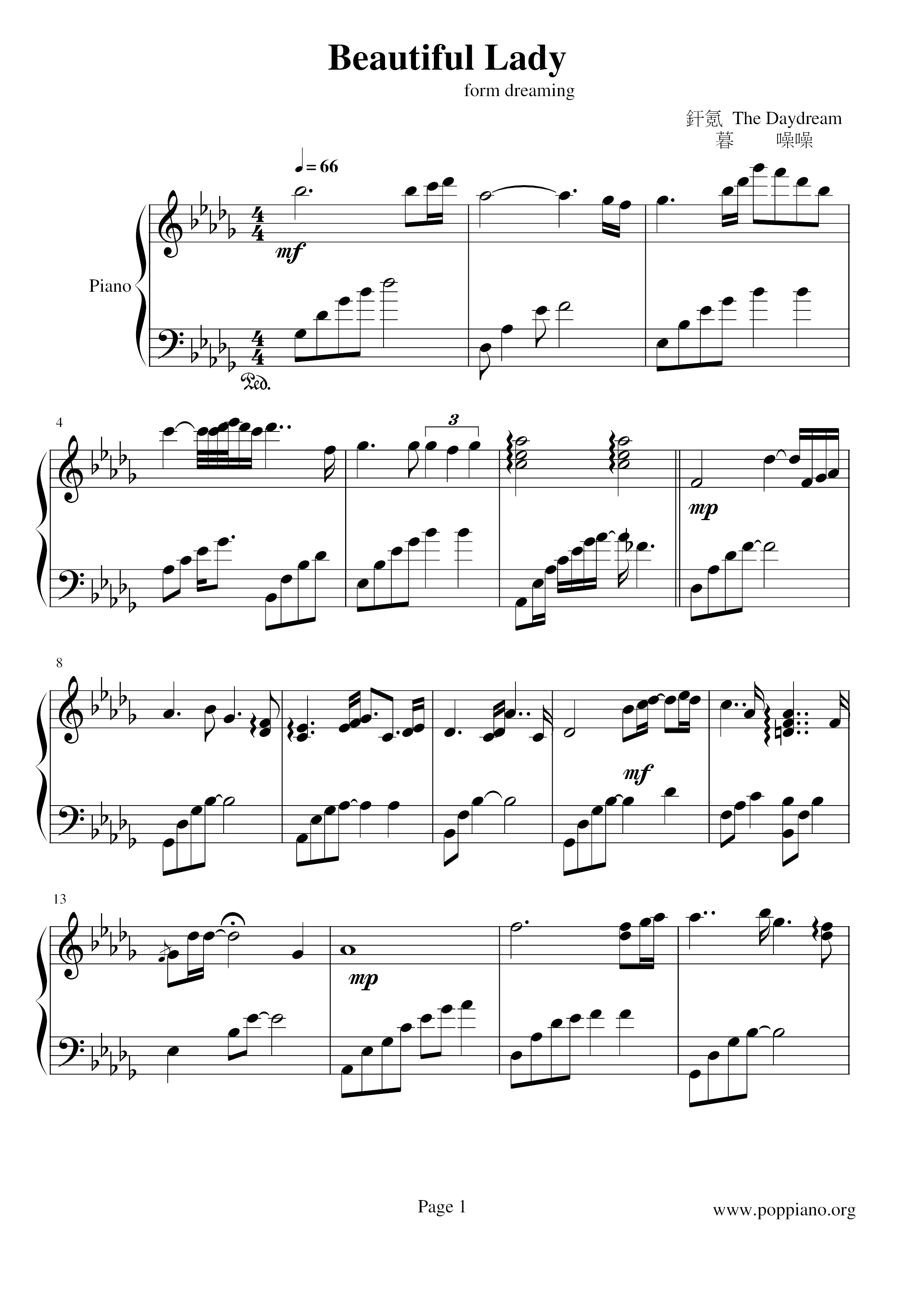 Spiritual-Beautiful Lady Sheet Music pdf, - Free Score Download ★