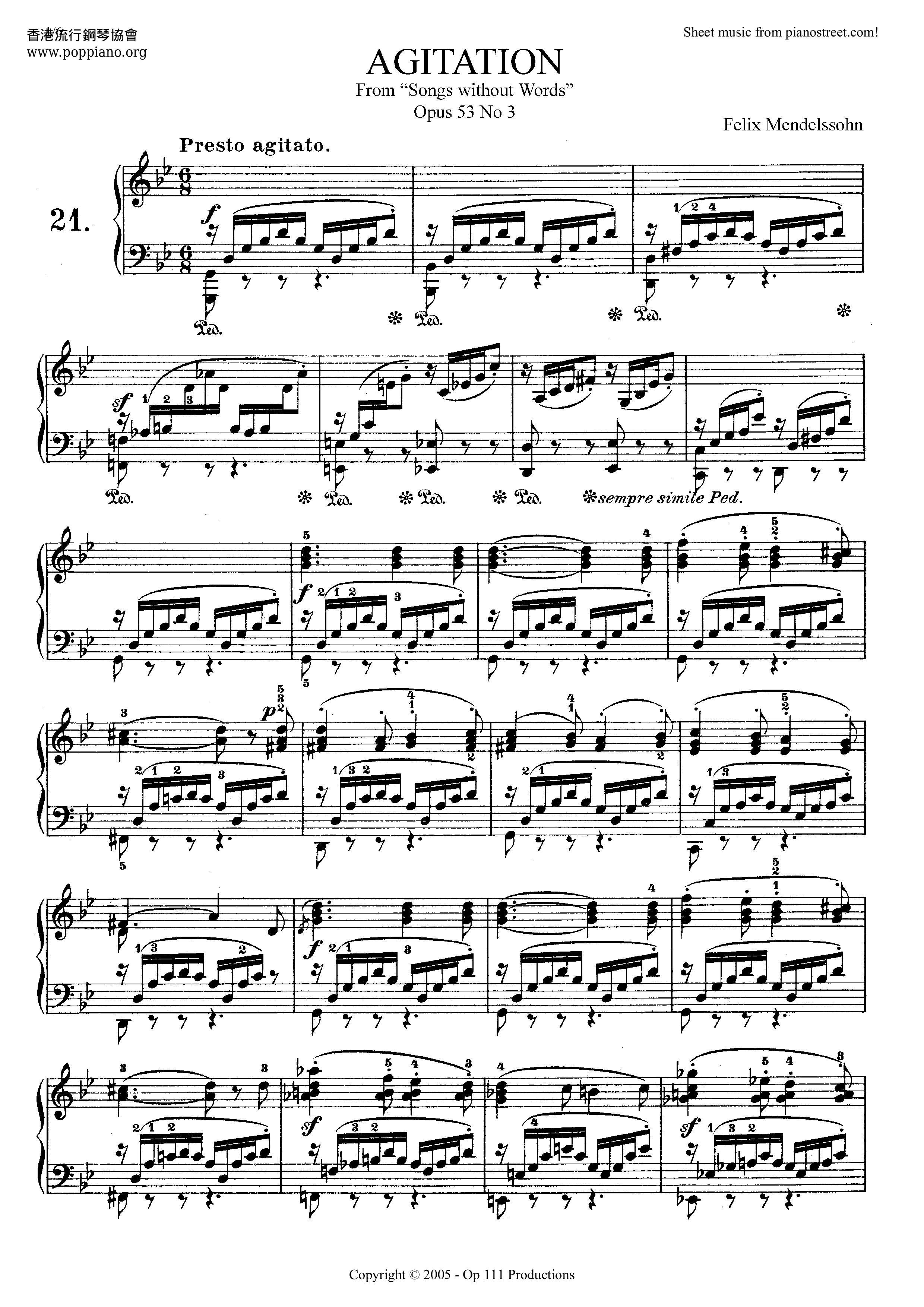 Mandelssohn-Agitation Sheet Music pdf, - Free Score Download ★