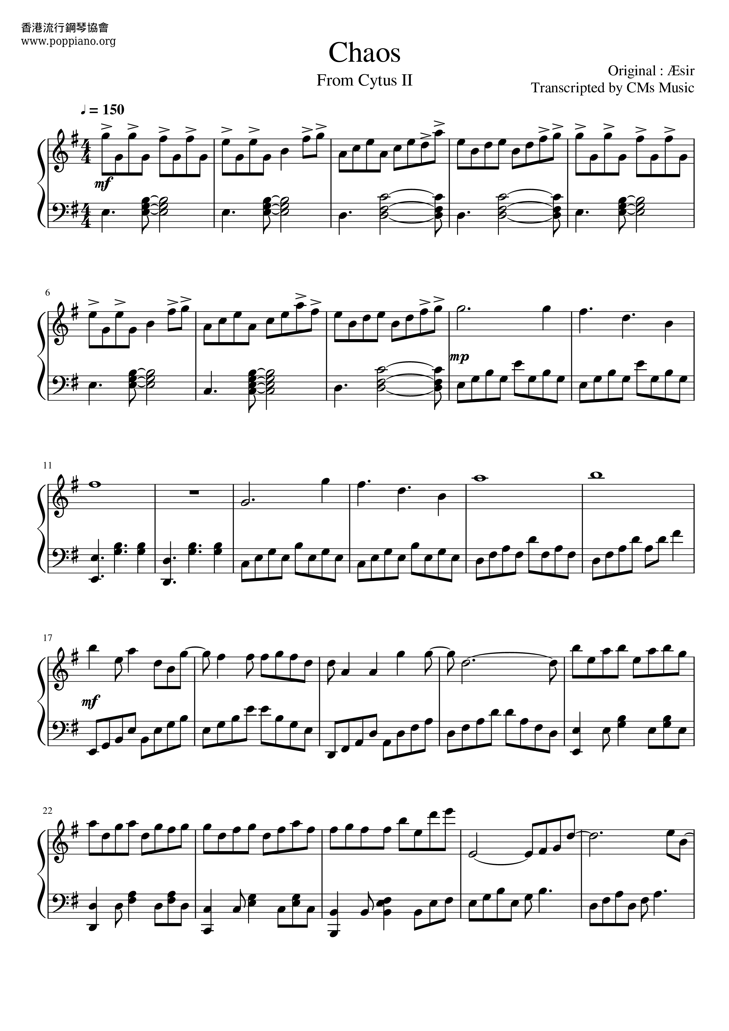 Æsir-Chaos (Cytus II) Sheet Music pdf, - Free Score Download ★