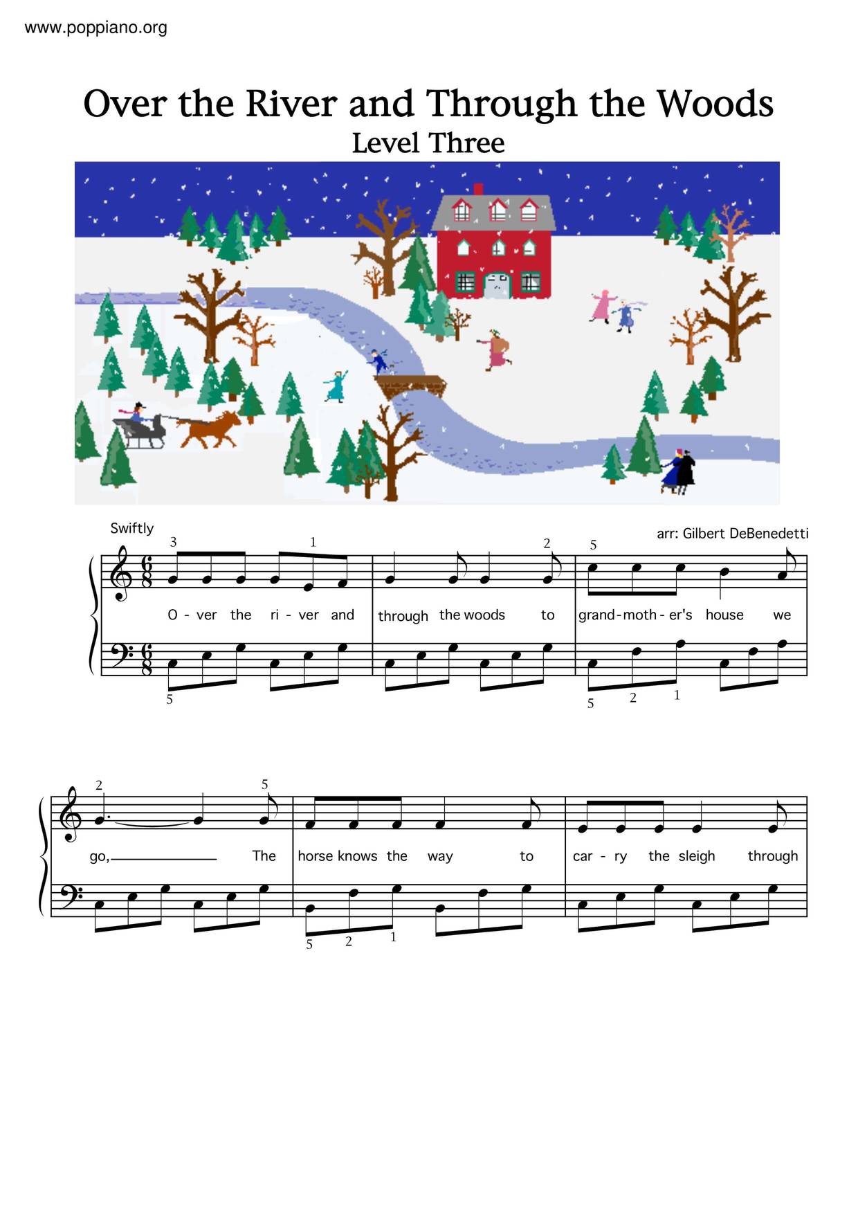 ★ 詩歌-Over The River And Through The Wood 琴譜pdf-POPPIANO.ORG 琴譜下載 ★