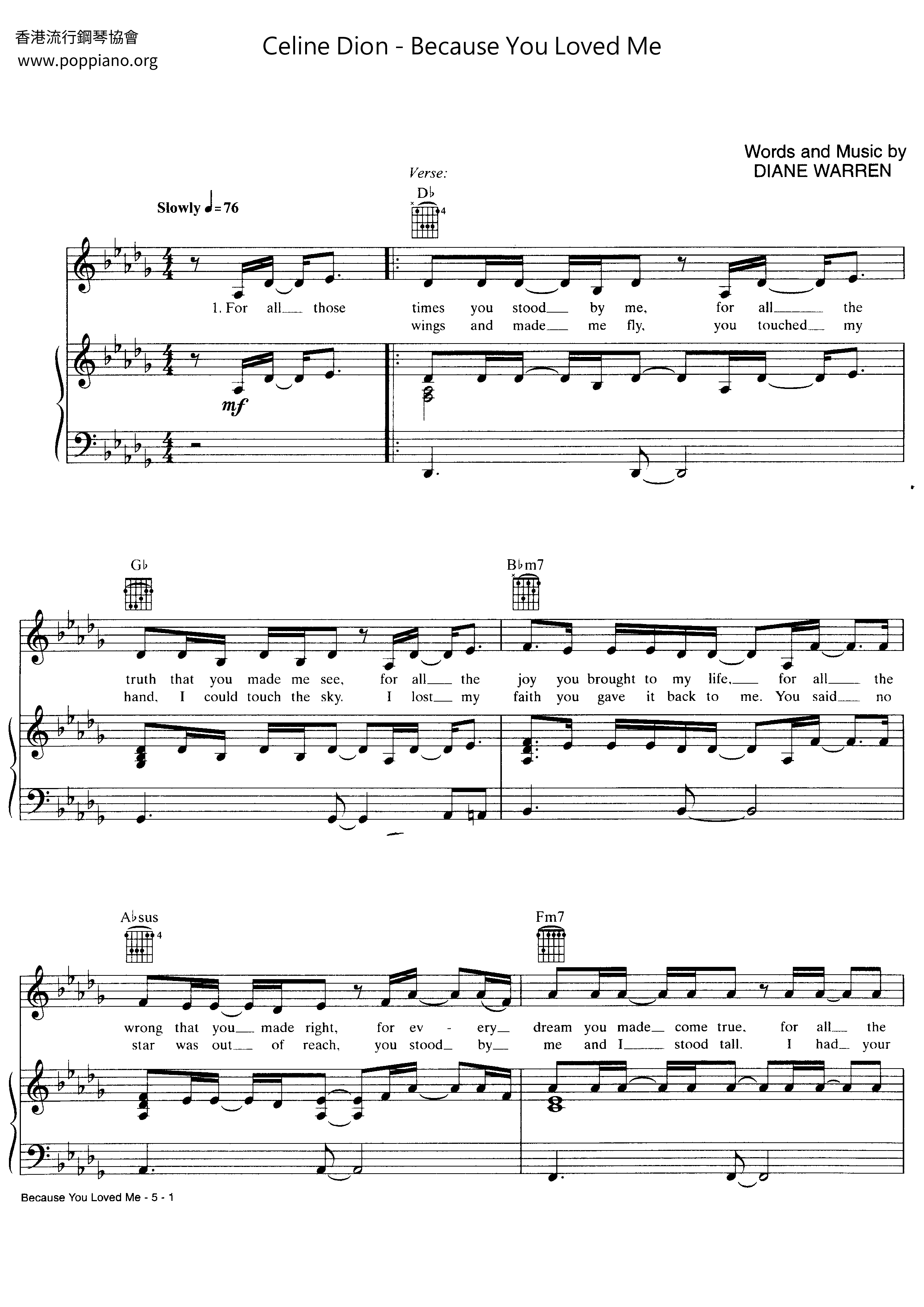 Celine Dion Because You Loved Me Theme From Up Close And Personal