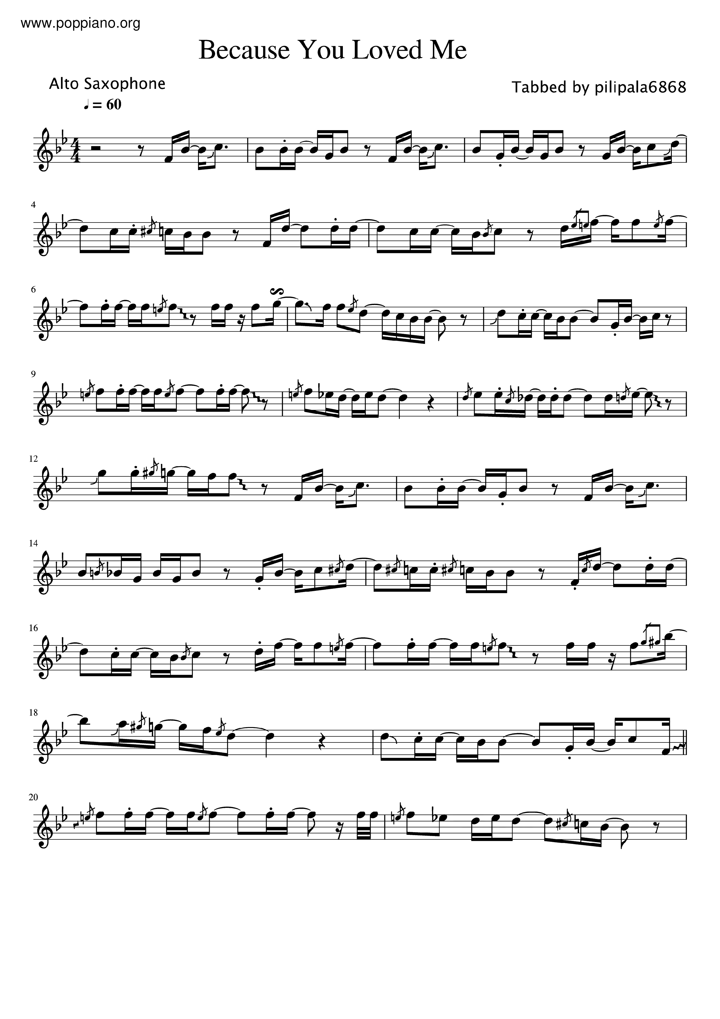 Celine Dion Because You Loved Me Theme From Up Close And Personal Sax