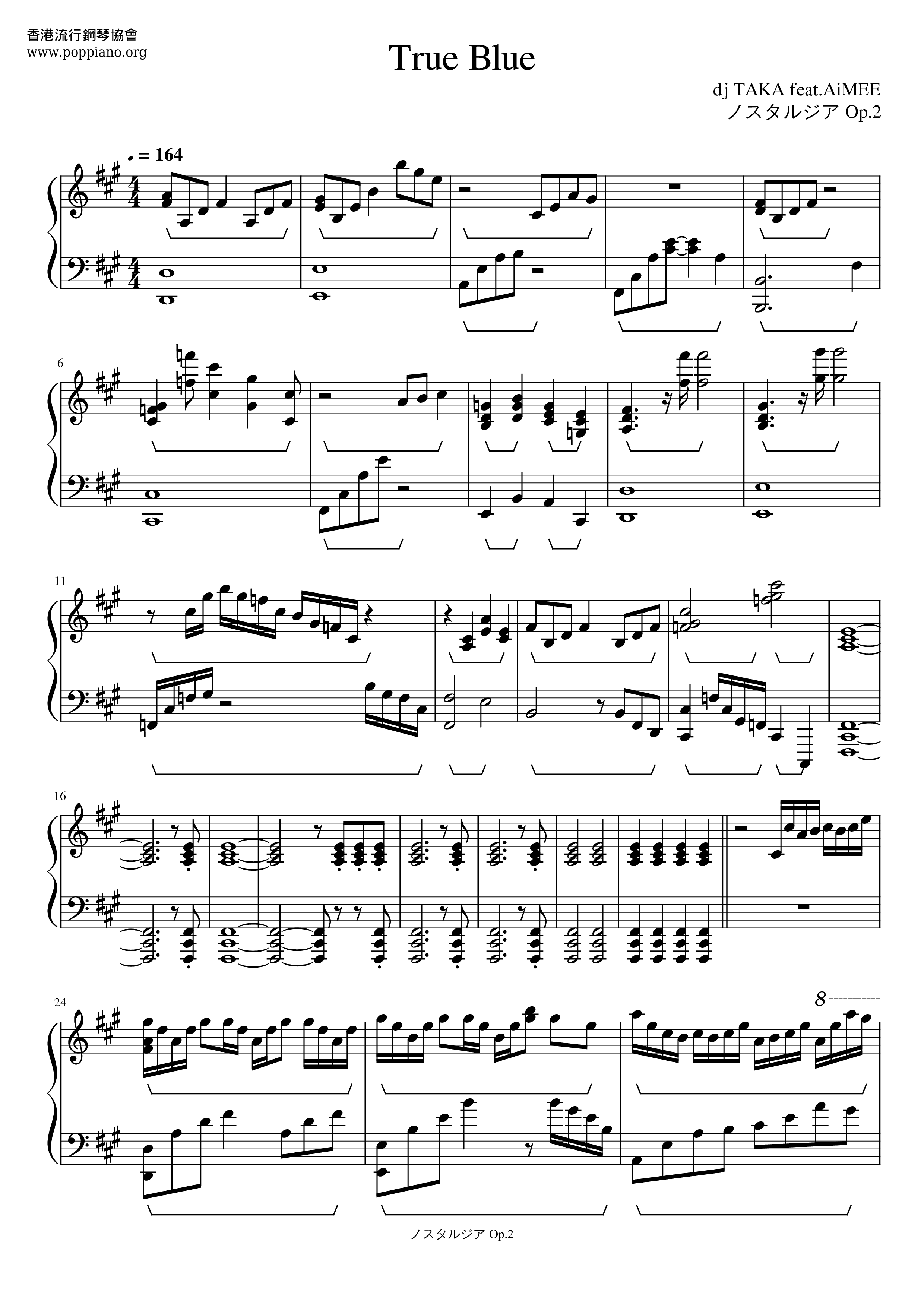 Dj Taka-True Blue Sheet Music pdf, - Free Score Download ★