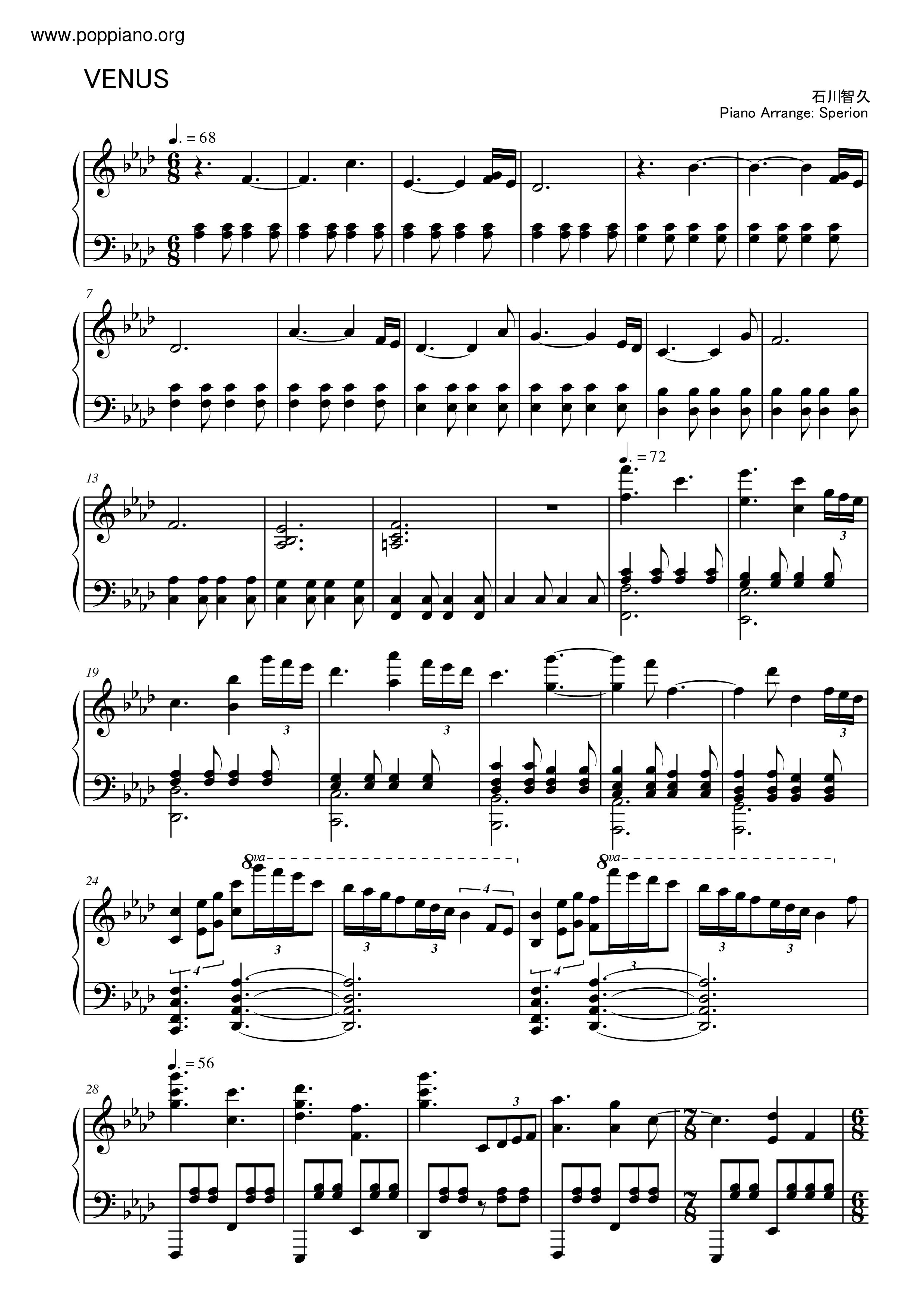 Innocent Venus / イノセント・ヴィーナス-Venus For 4Hands Sheet Music pdf, - Free Score Download ★