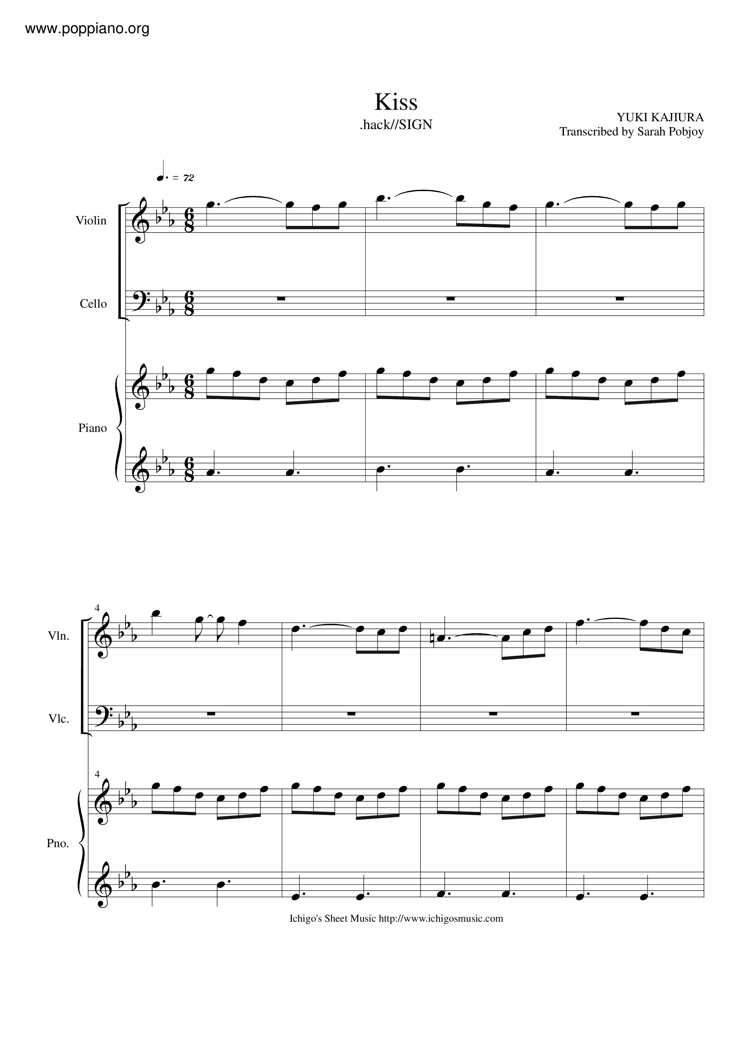 Hack//Sign-Kiss 琴譜pdf-香港流行鋼琴協會琴譜下載 ★