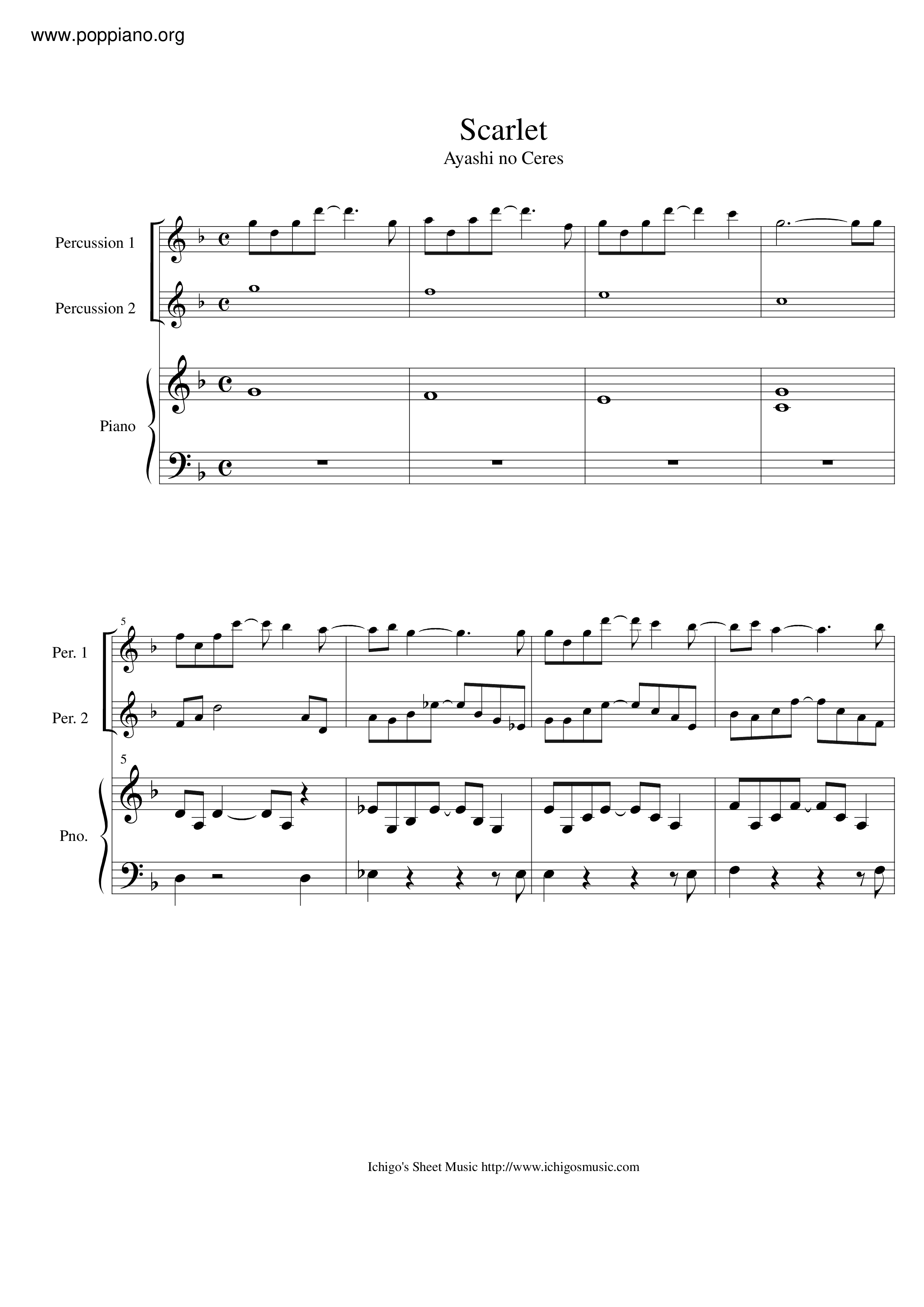 Ceres, Celestial Legend-Scarlet Sheet Music pdf, - Free Score Download ★