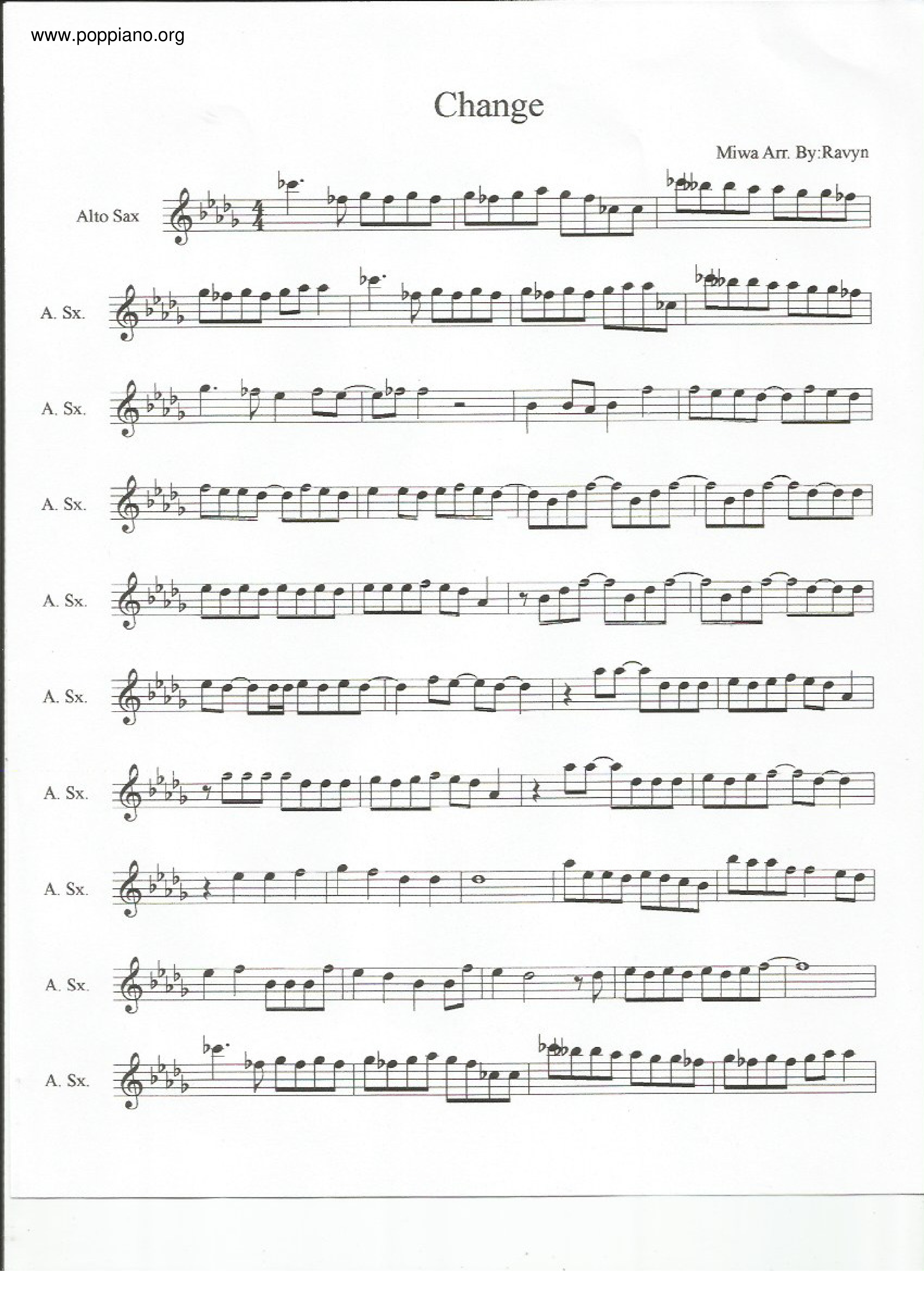 Bleach-Change Sheet Music pdf, - Free Score Download ★