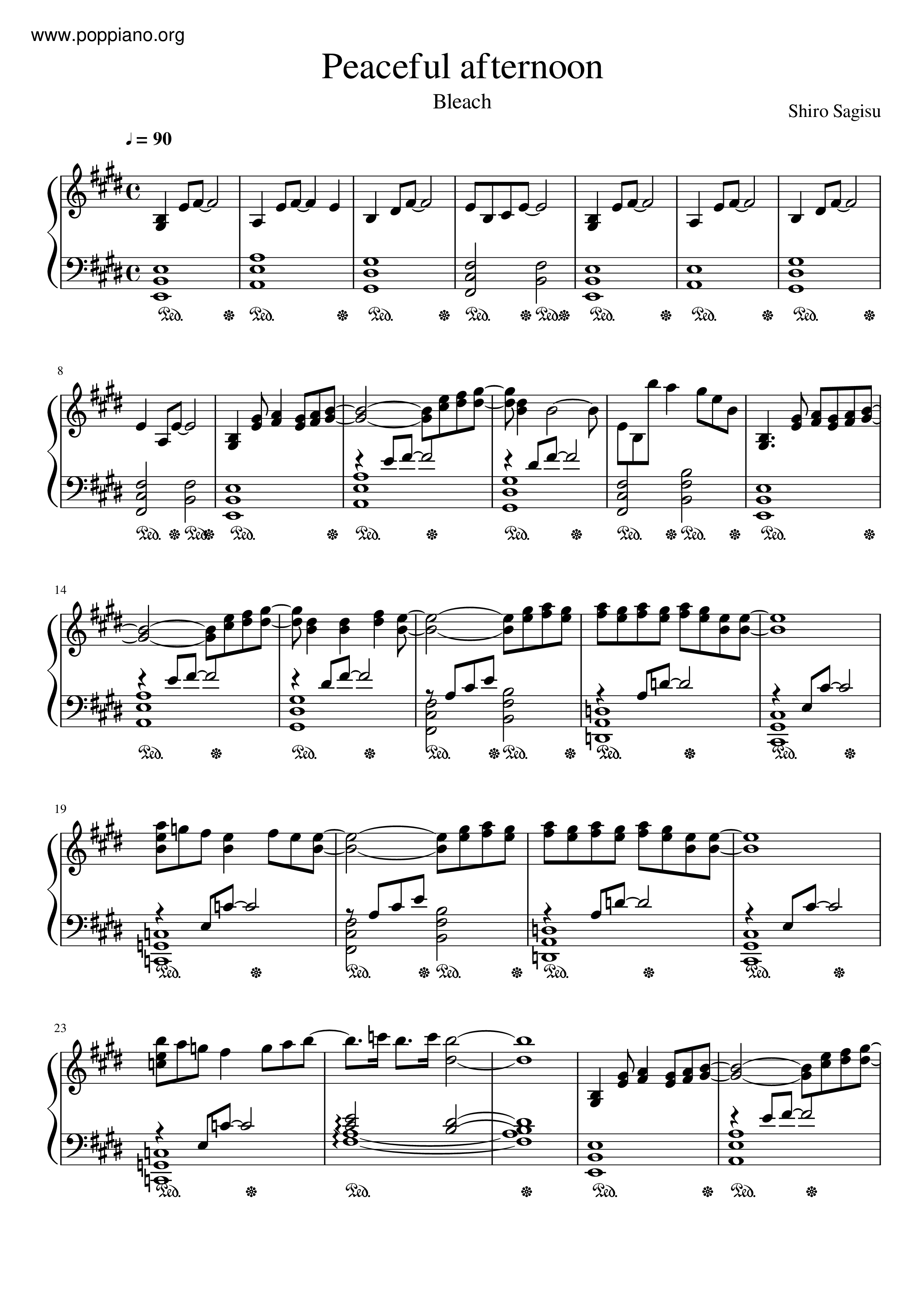 Bleach-Peaceful Afternoon Sheet Music pdf, - Free Score Download ★