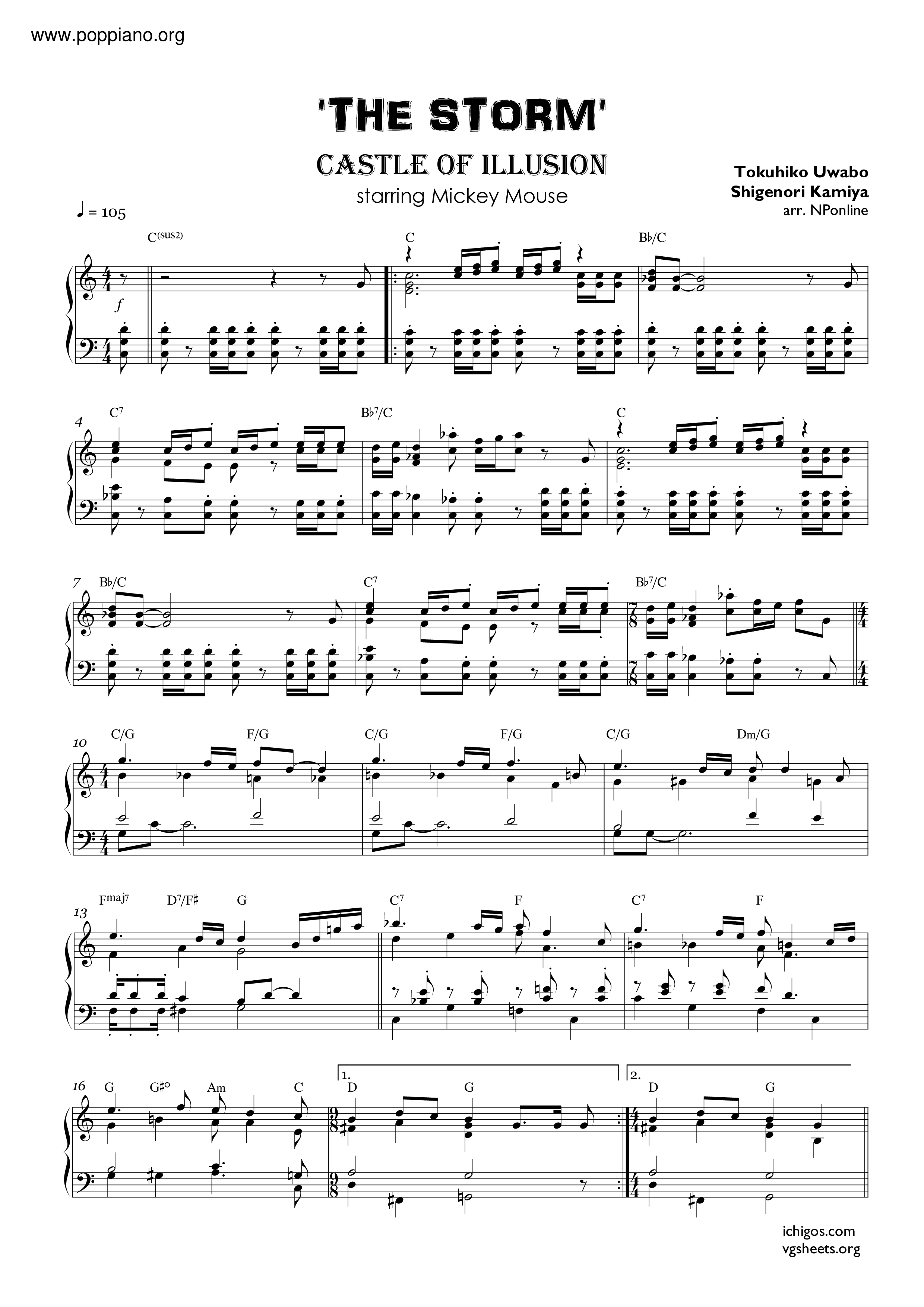 Castle Of Illusion - Starring Mickey Mouse-The Storm Sheet Music pdf ...