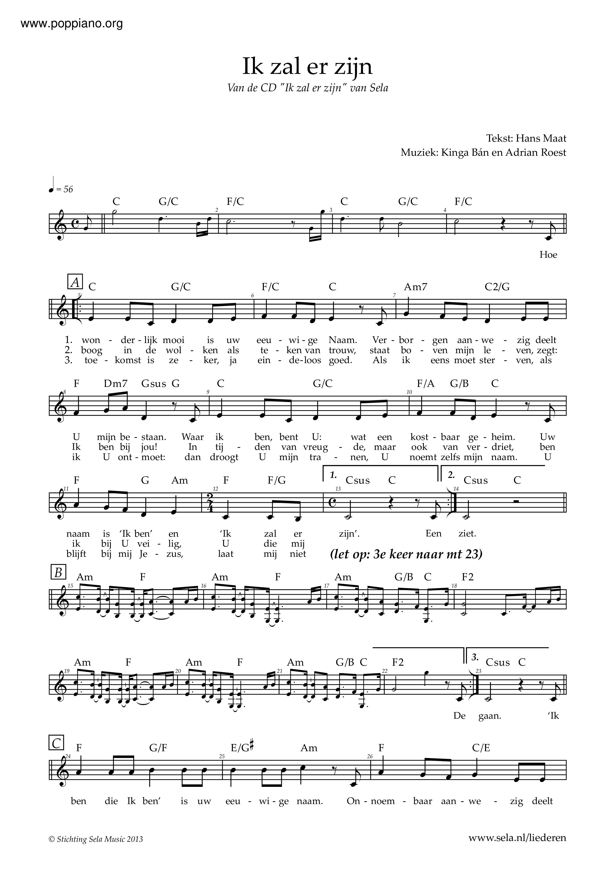 Spiritual-Ik Zal Er Zijn Sheet Music pdf, - Free Score Download ★