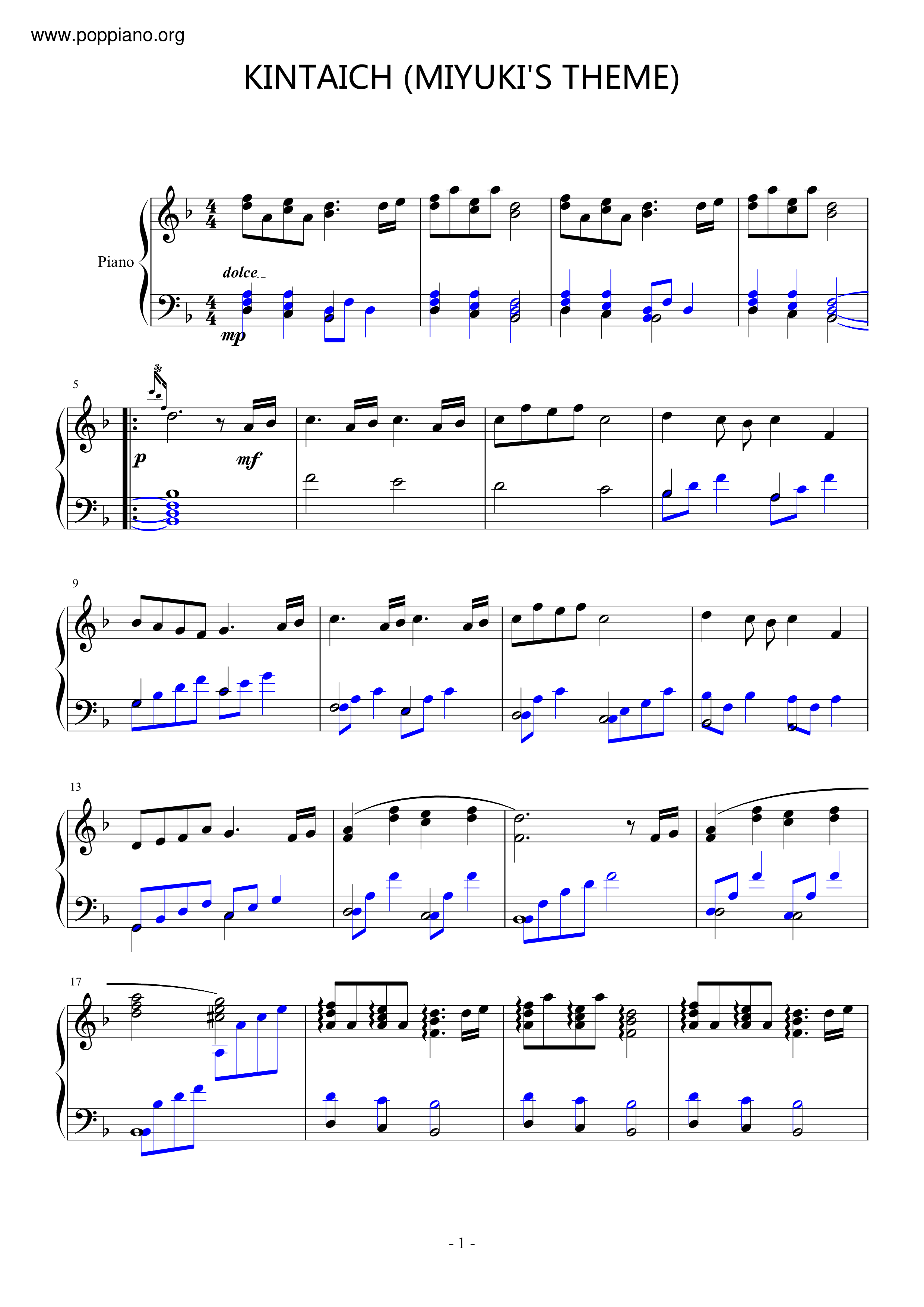 Kindaichi Shounen No Jikenbo-Miyuki's Theme Sheet Music pdf, -ミユキズ・テーマ ...