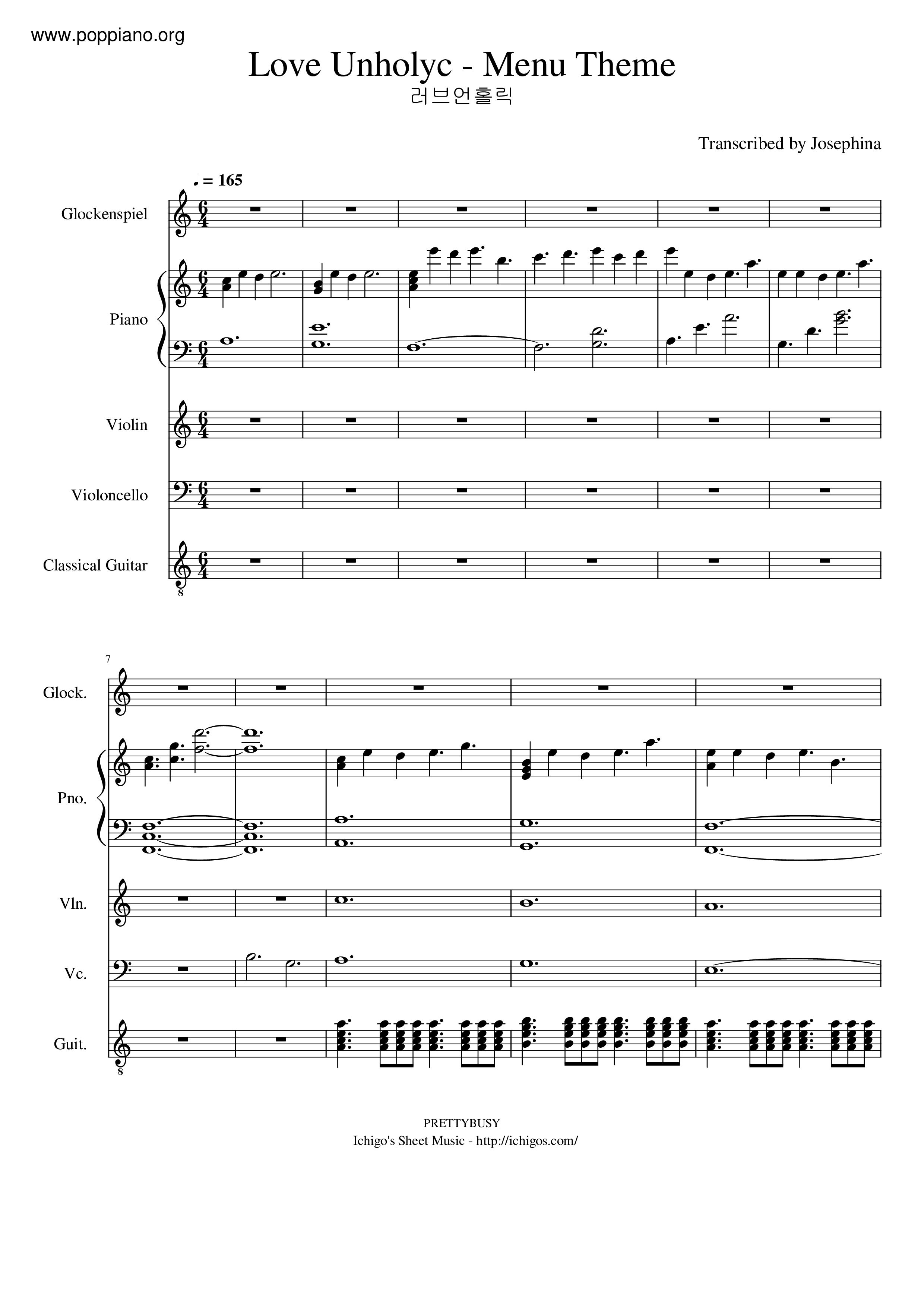 Love Unholyc-Main Menu Theme Sheet Music pdf, - Free Score Download ★