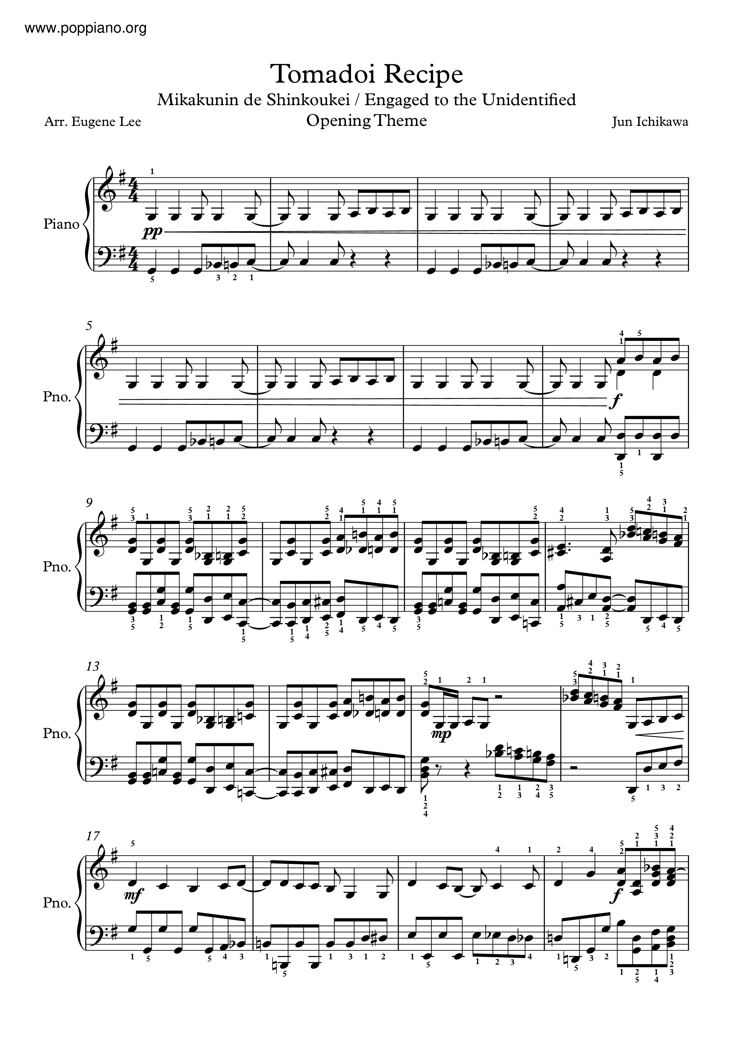 Mikakunin De Shinkoukei-Tomadoi Recipe Sheet Music pdf, - Free Score Download ★