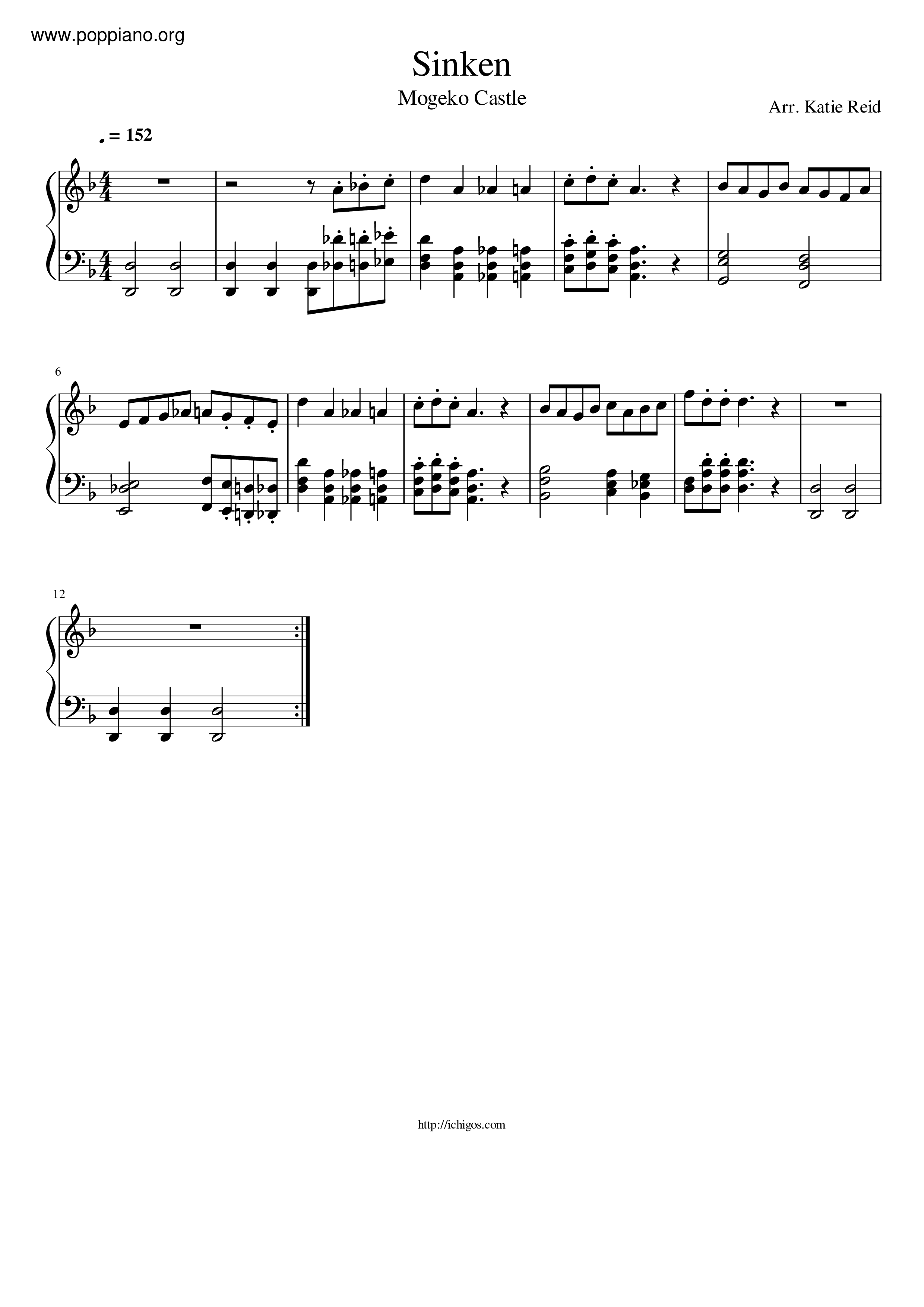 Mogeko Castle-Sinken Sheet Music pdf, - Free Score Download ★