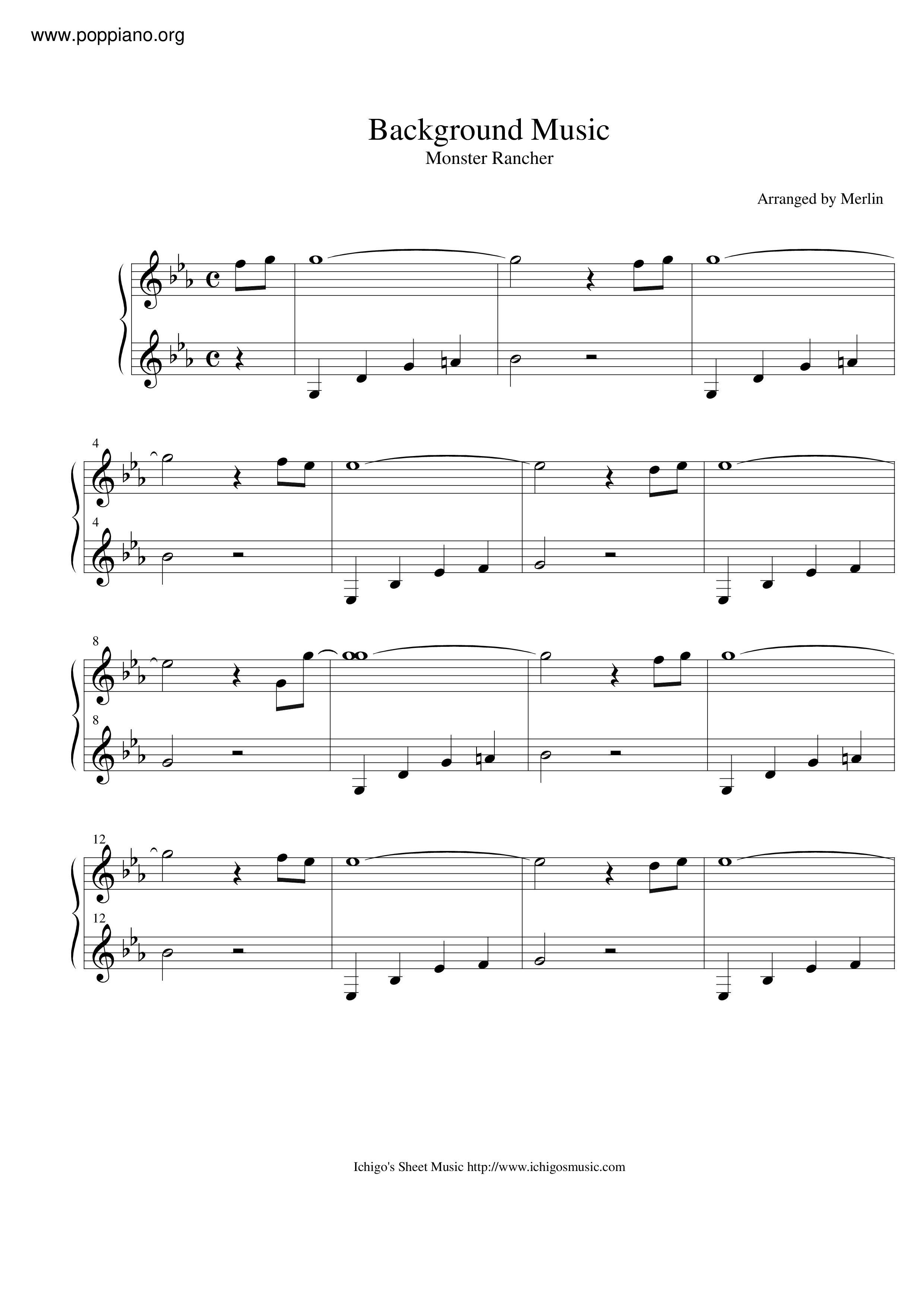 Monster Rancher-Background Music - Arranged By Merlin Sheet Music pdf ...