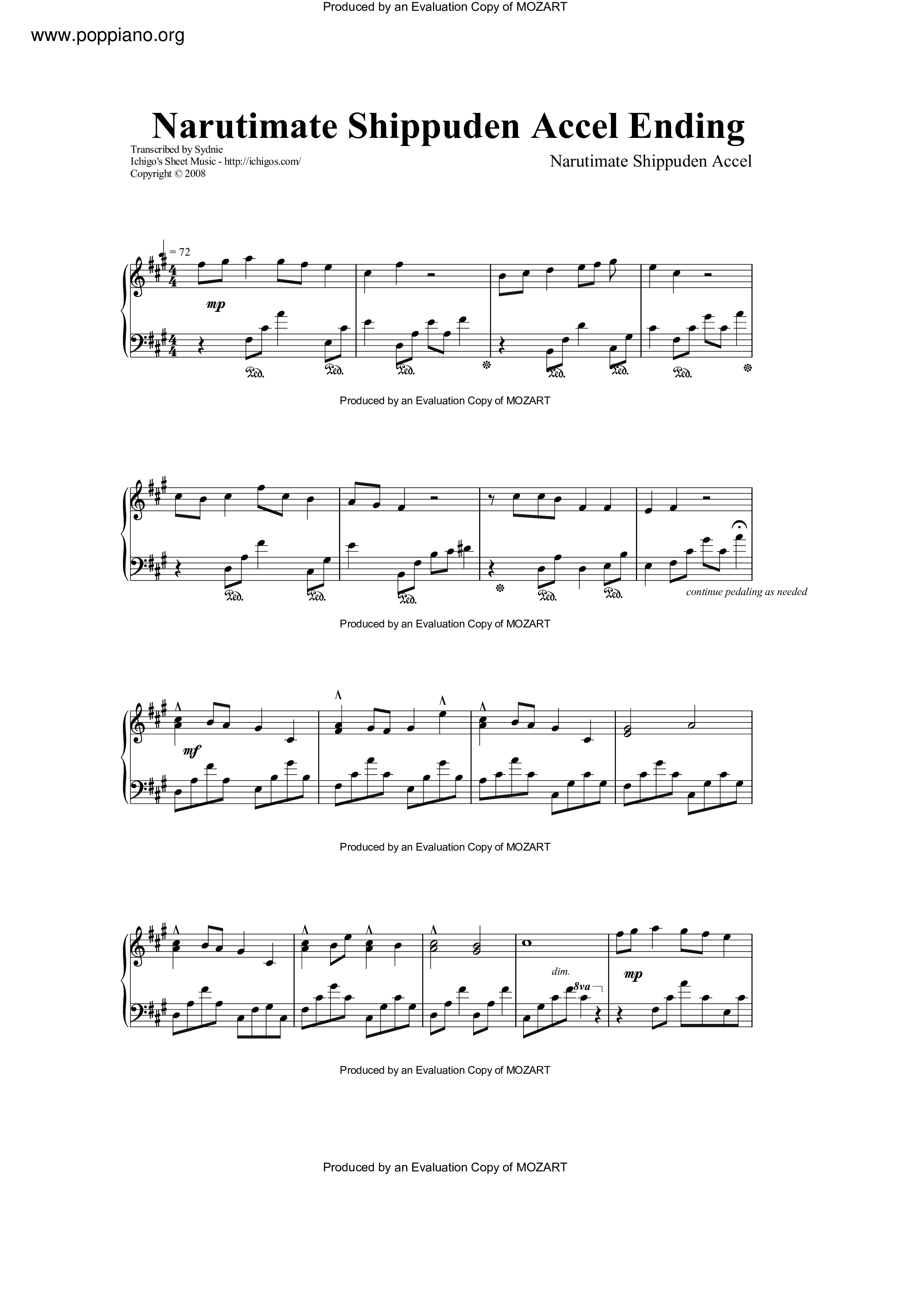 Naruto-Narutimate Shippuden Accel Ending Sheet Music pdf, - Free Score ...