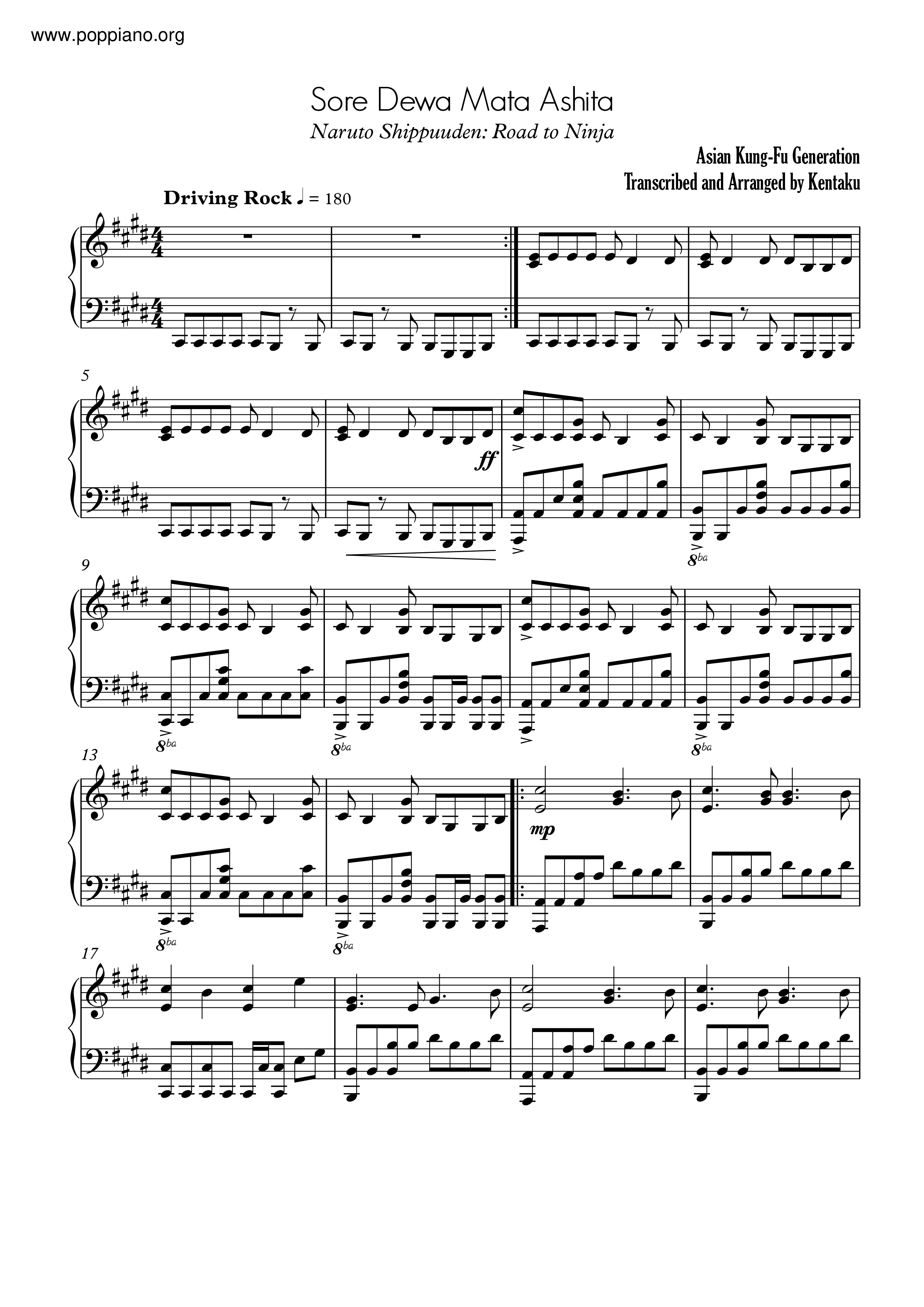 Naruto Shippuden-Sore Dewa Ashita Mata Sheet Music pdf, - Free Score ...