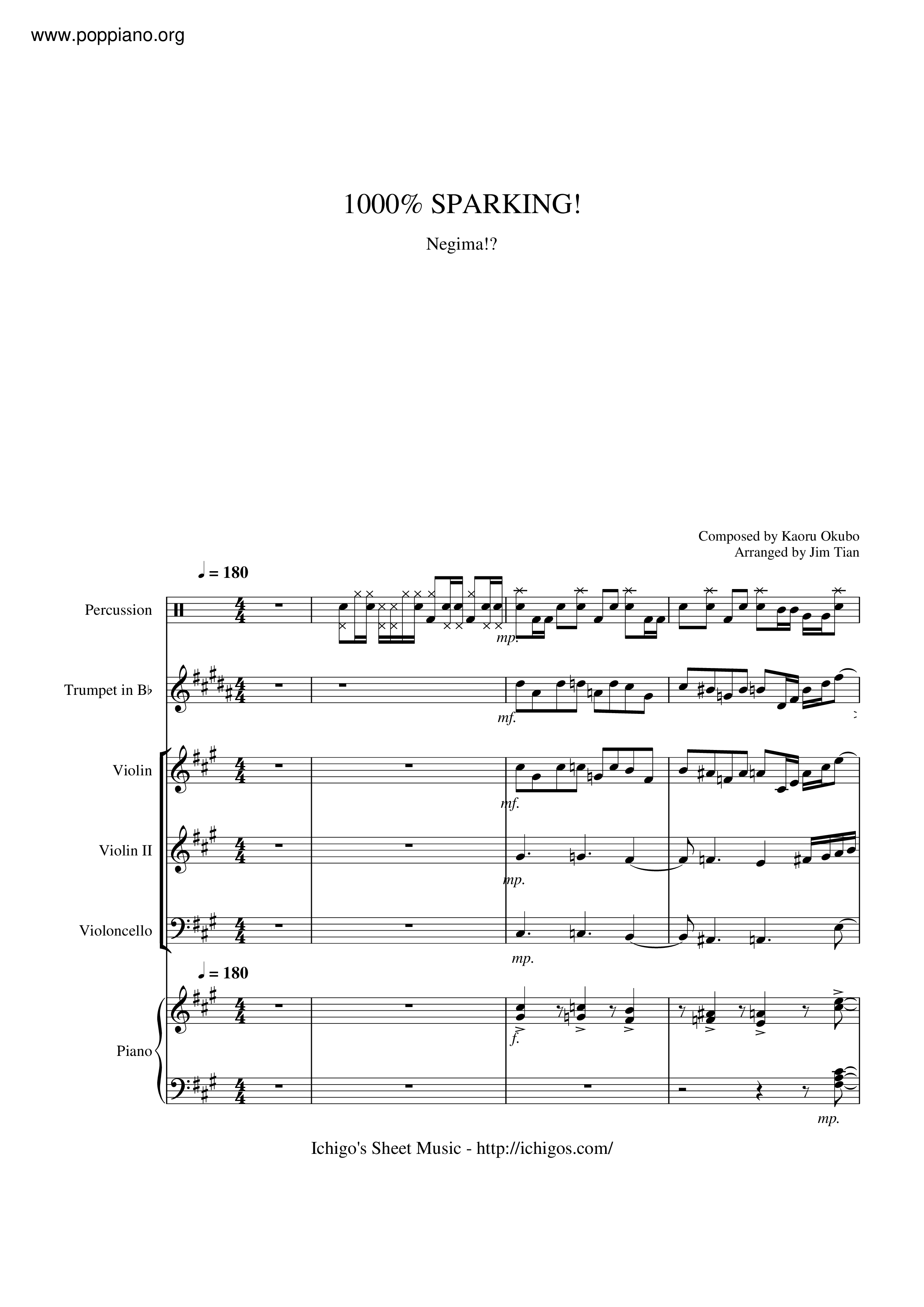 Negima-1000% Sparking! Sheet Music pdf, -1000%スパークリング！ 악보 - Free Score ...