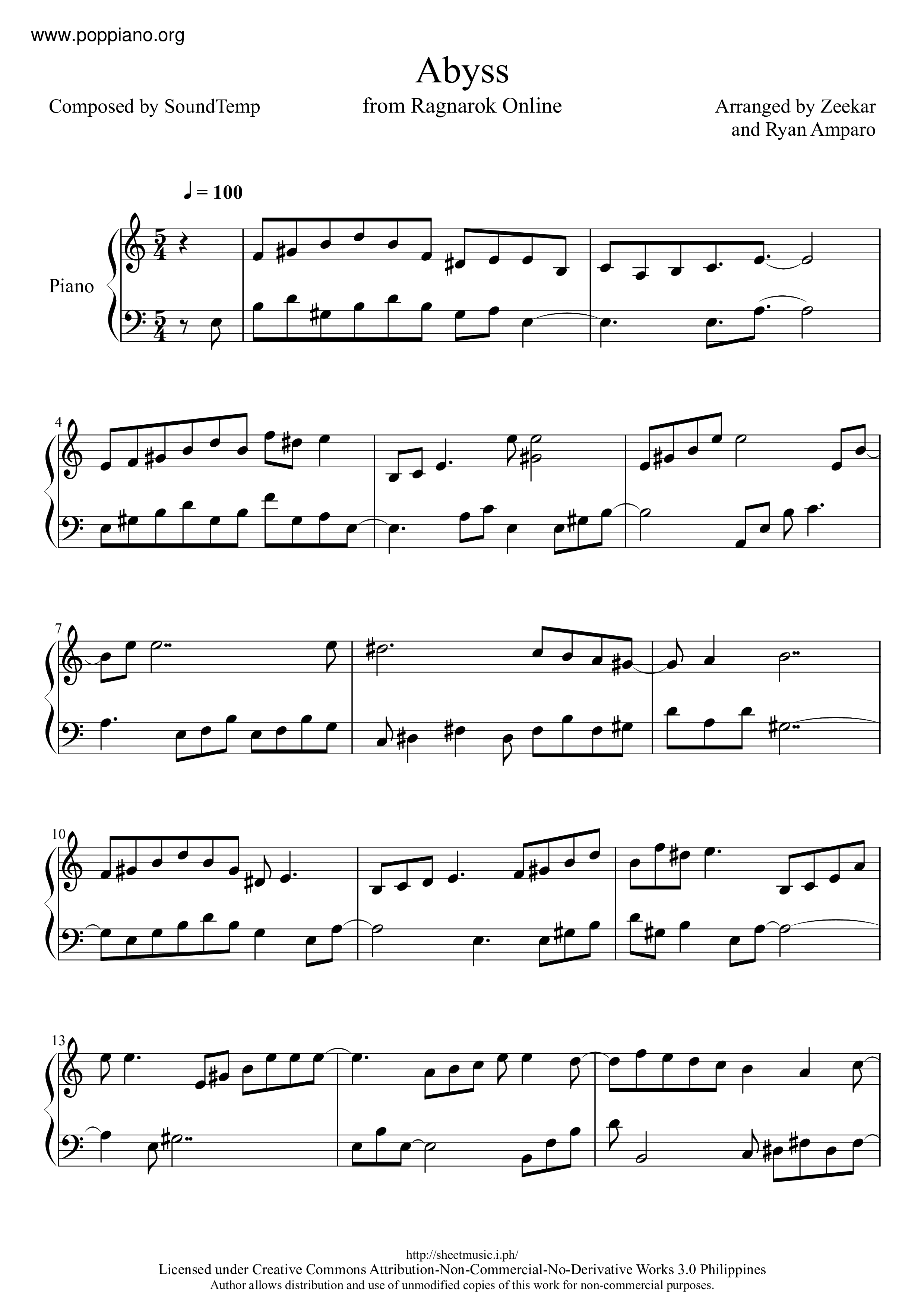 Ragnarok Online-Abyss Sheet Music pdf, - Free Score Download ★