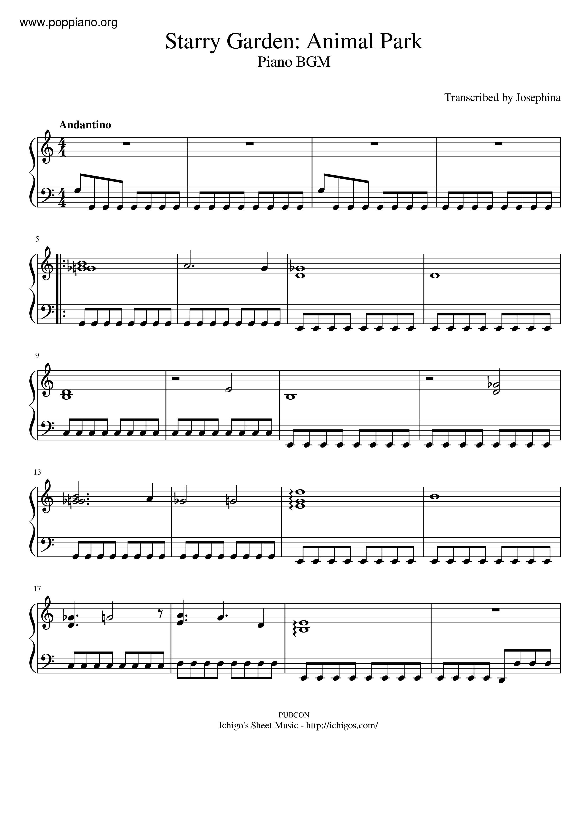 Starry Garden: Animal Park-Starry Garden: Animal Park Bgm 琴譜pdf-香港流行鋼琴 ...