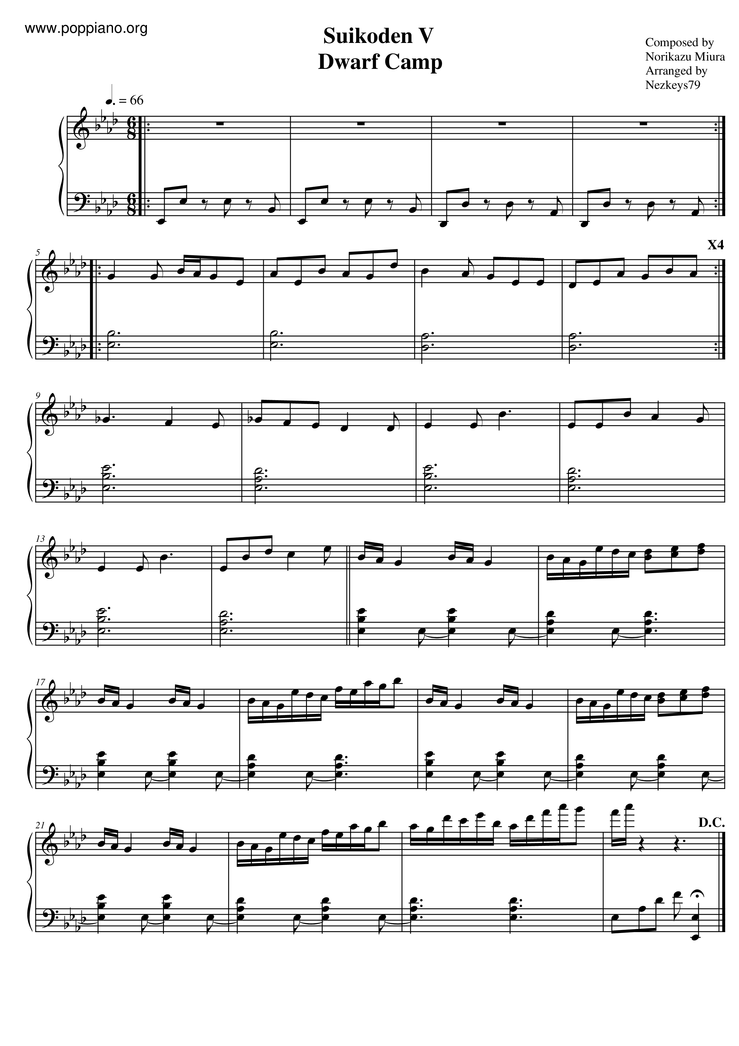 Suikoden 5-Dwarf Camp 琴譜pdf-香港流行鋼琴協會琴譜下載 ★