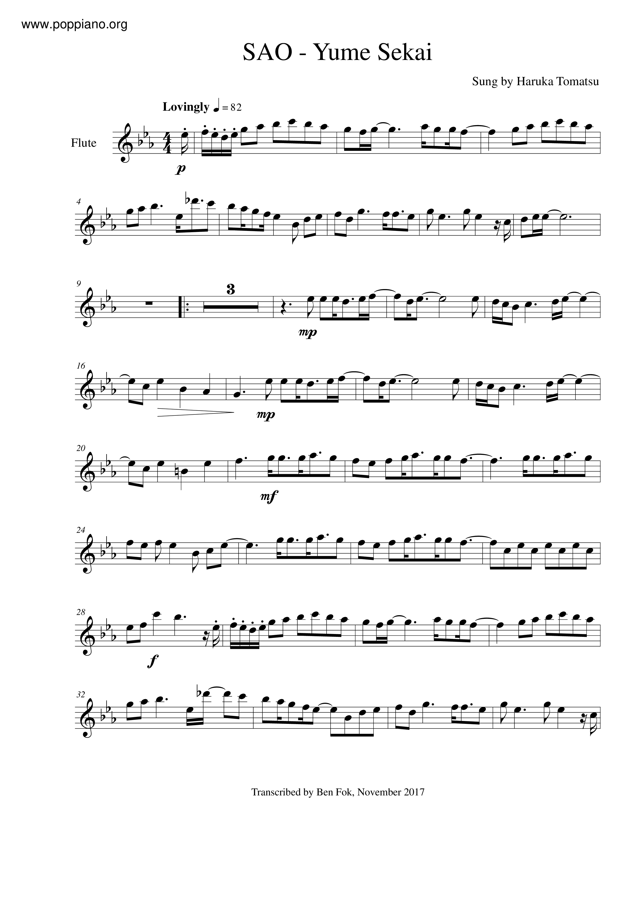 Sword Art Online-Yume Sekai Sheet Music pdf, - Free Score Download ★