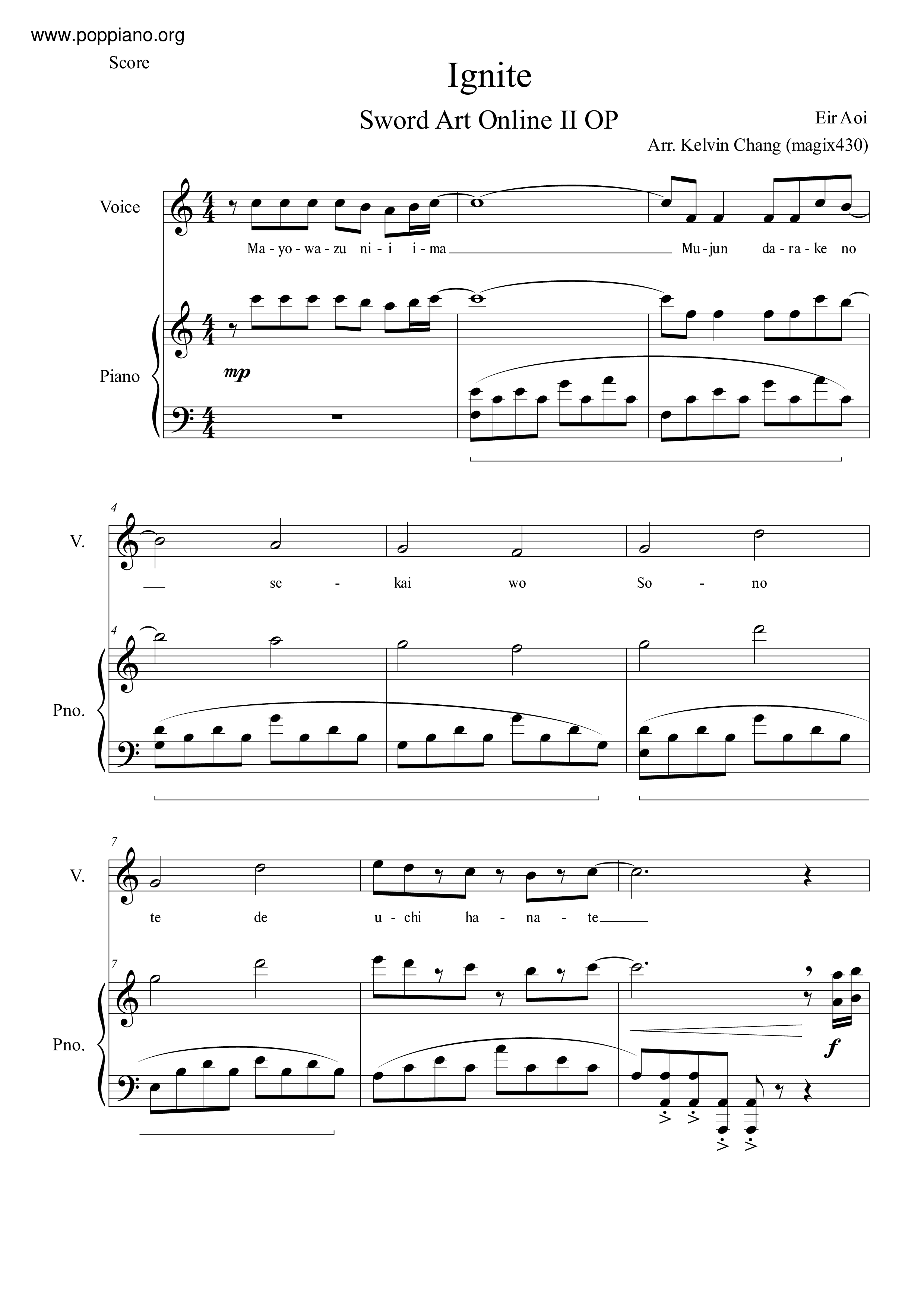Sword Art Online Ii Ignite Op Sheet Music Pdf Free Score Download ★