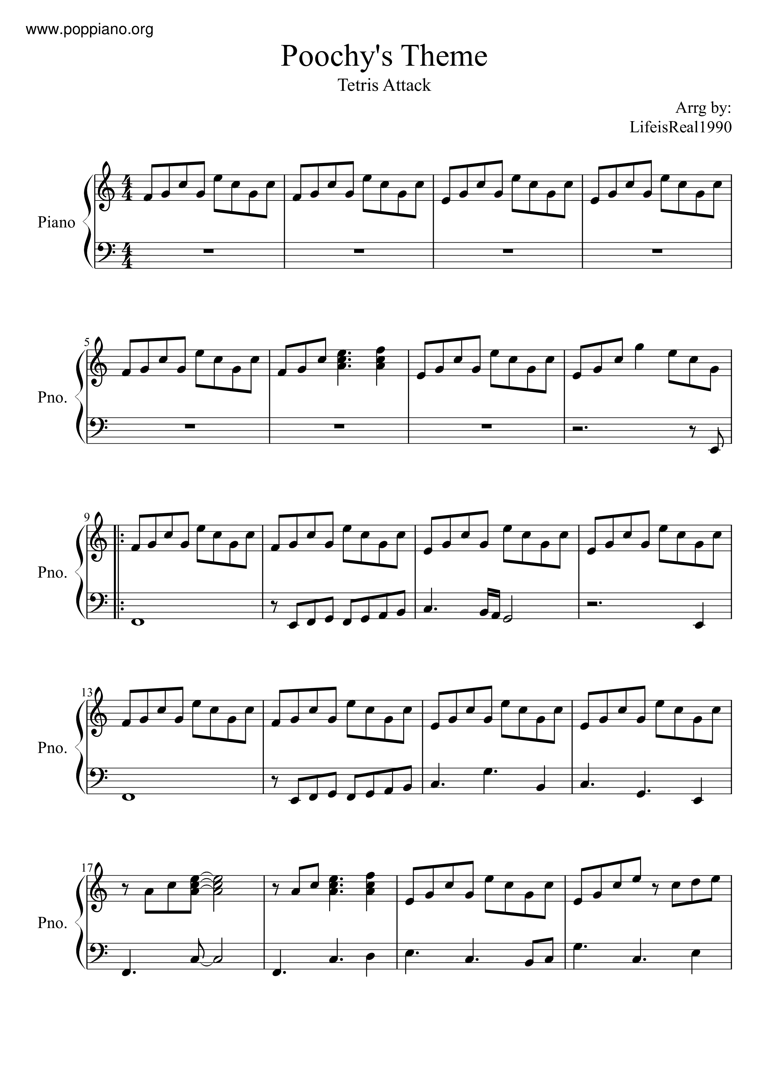 Tetris Attack-Poochy's Theme Sheet Music pdf, - Free Score Download ★
