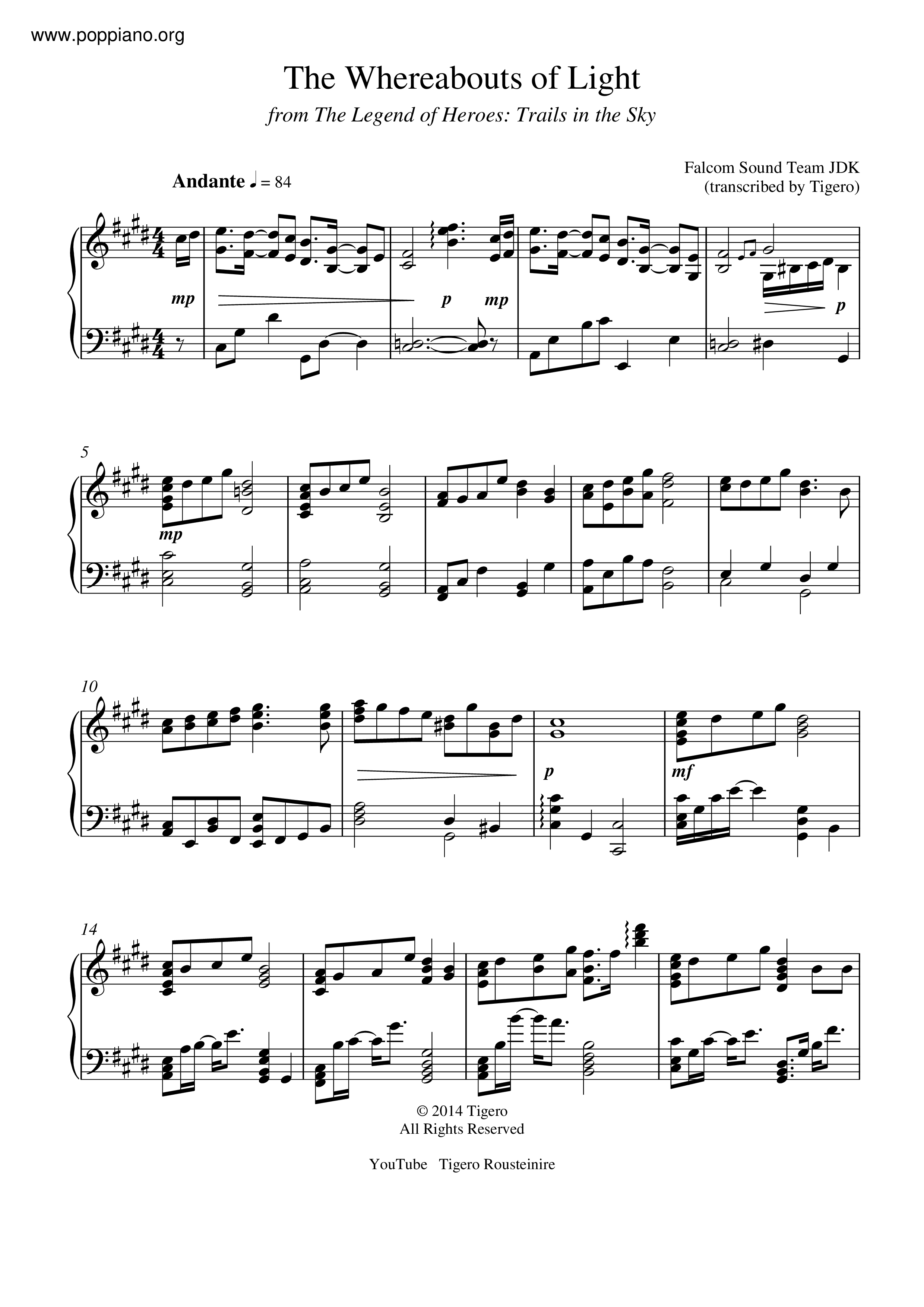 ★英雄傳說Vi 空之軌跡 - The Whereabouts Of Light ピアノ譜pdf- 香港ポップピアノ協会 無料PDF楽譜 ...