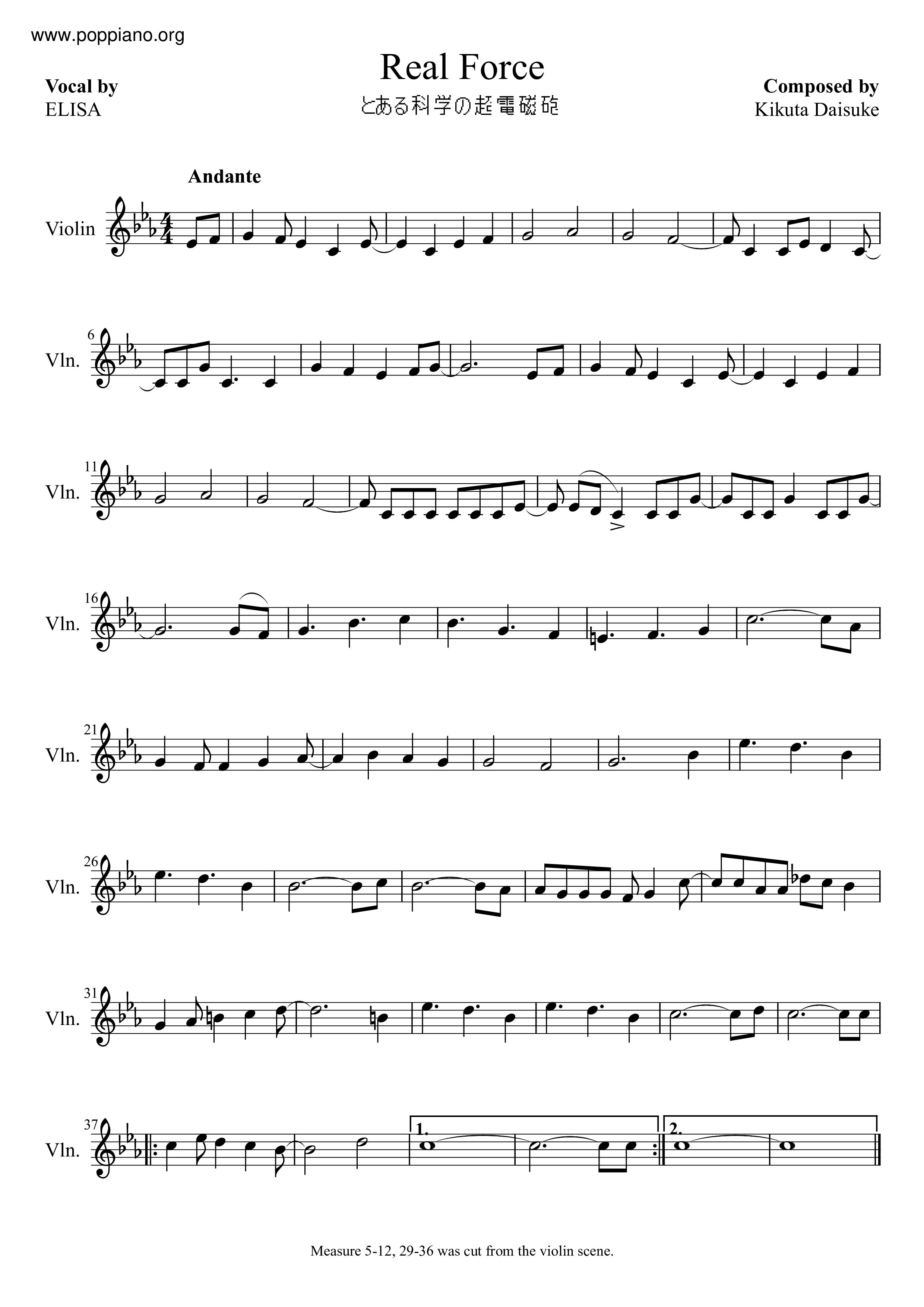 To Aru Kagaku No Railgun-Real Force Sheet Music pdf, -リアルフォース 악보 - Free ...