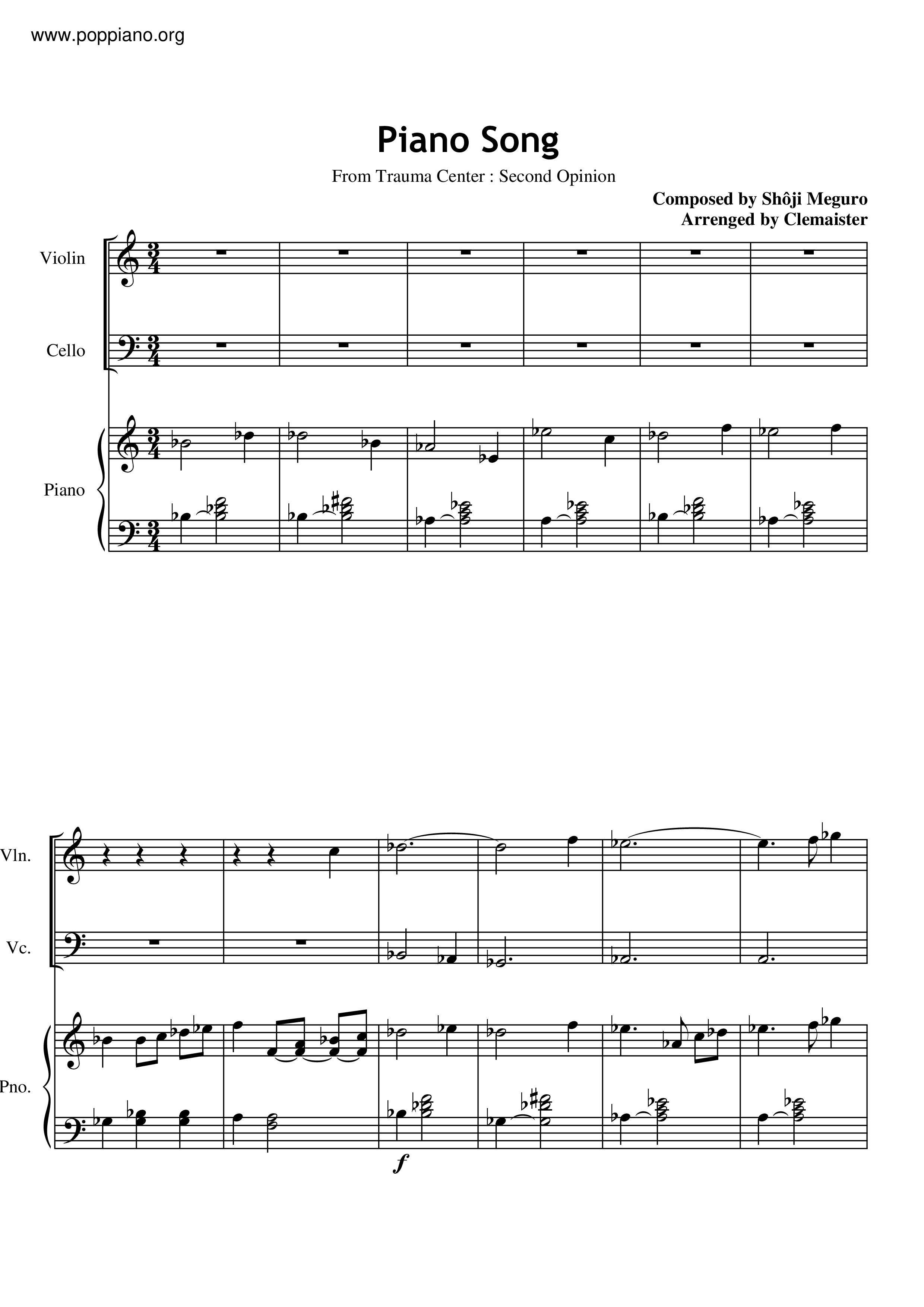 Trauma Center Second Opinion-Piano Song Sheet Music pdf, - Free Score ...