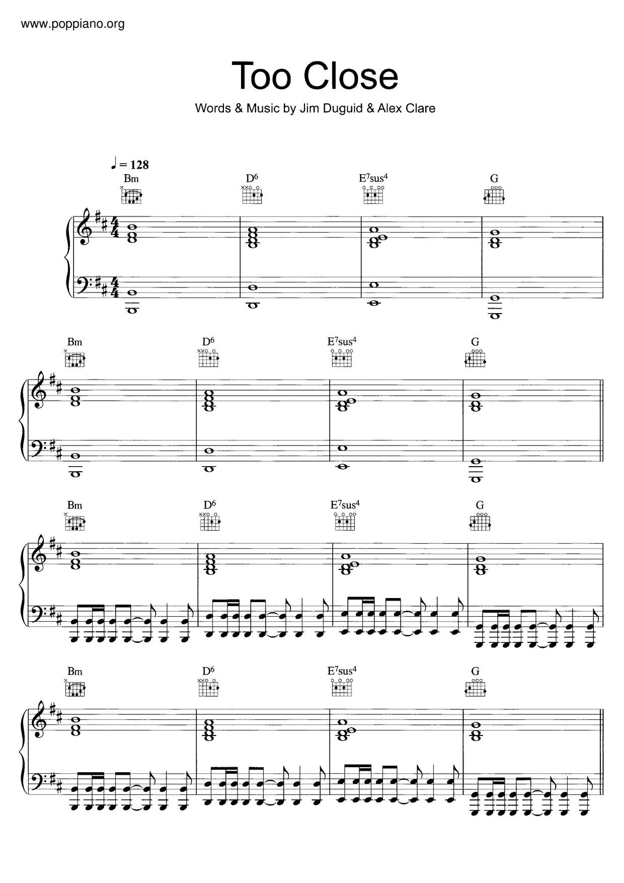 Alex Clare-Too Close Sheet Music pdf, - Free Score Download ★