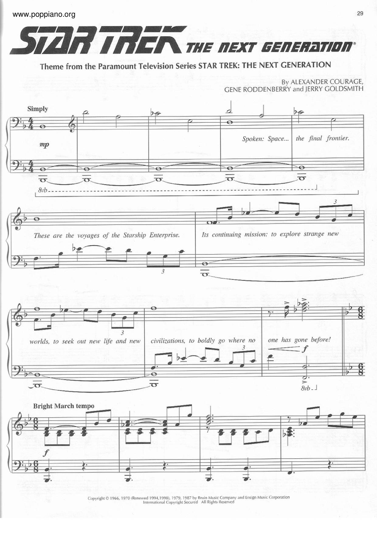 Alexander Courage-The Next Generation Sheet Music pdf, -ザ・ネクスト・ジェネレーション ...
