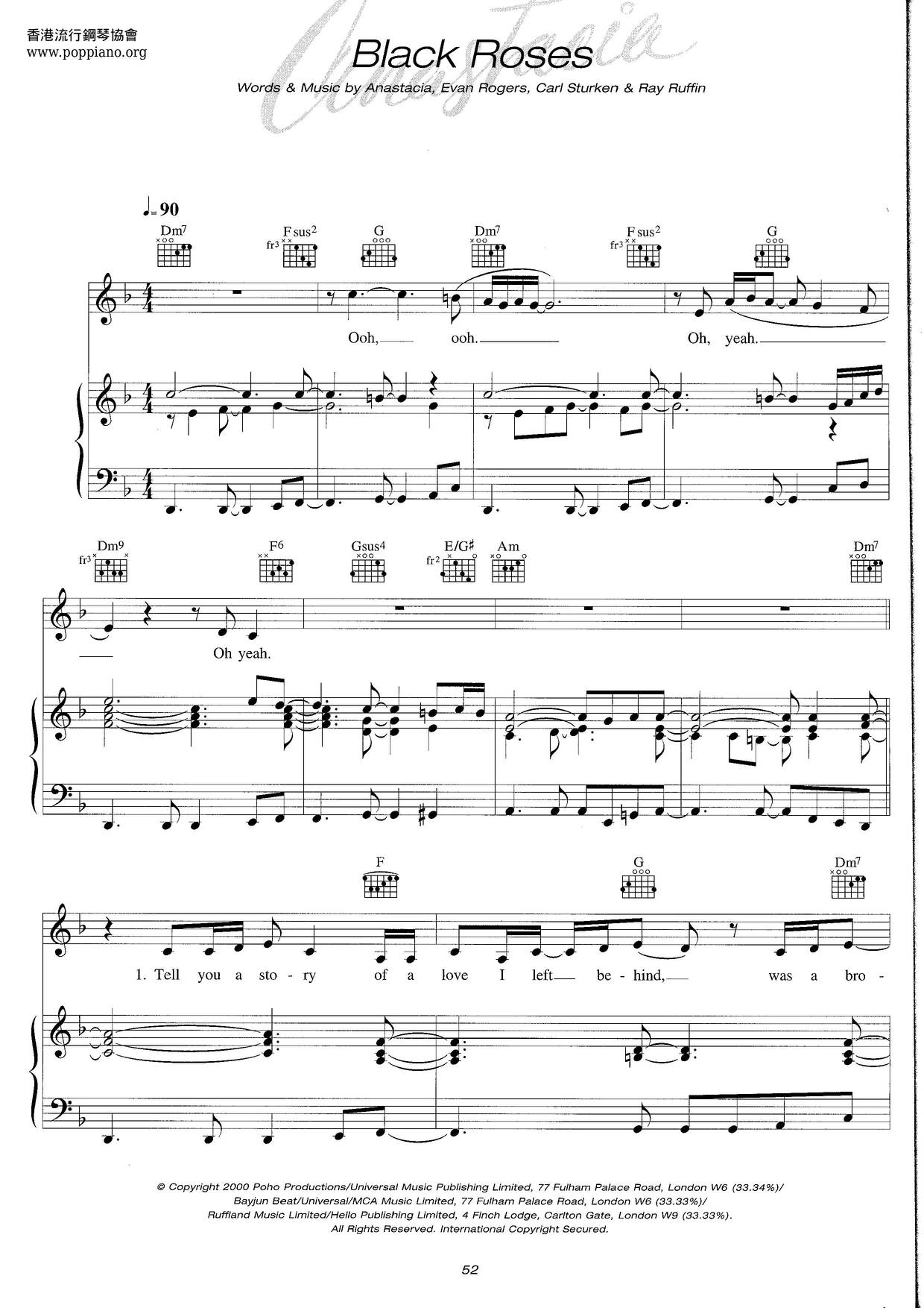 Anastasia-Black Roses Sheet Music pdf, - Free Score Download ★