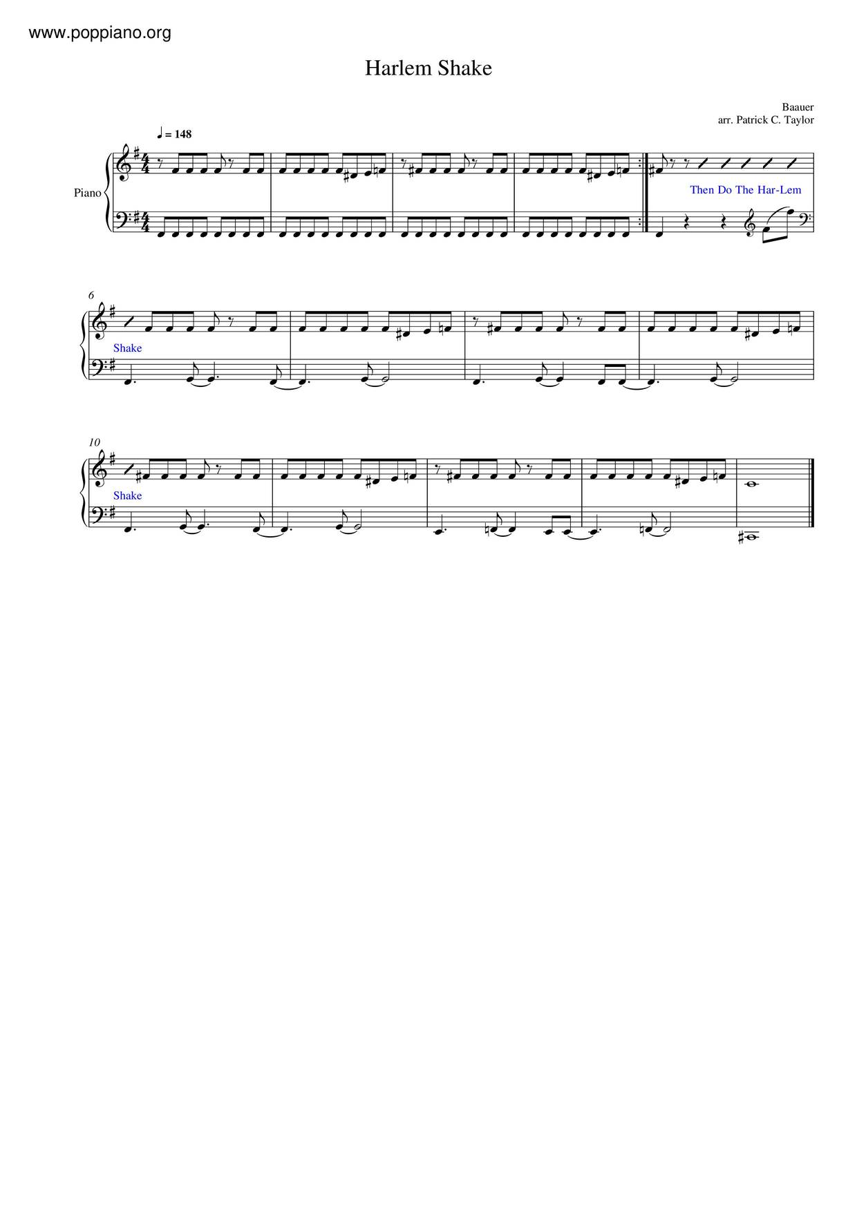 Baauer-Harlem Shake Sheet Music pdf, - Free Score Download ★