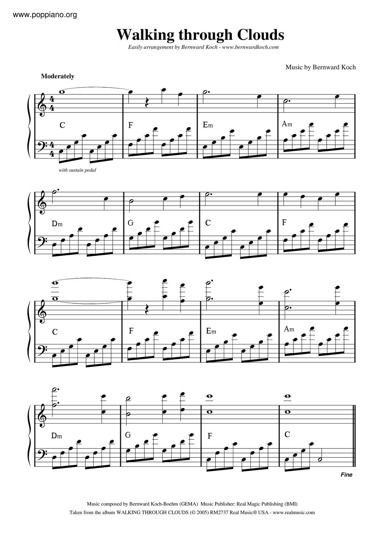 Bernward Koch-Walking Through Clouds Sheet Music pdf, - Free Score ...