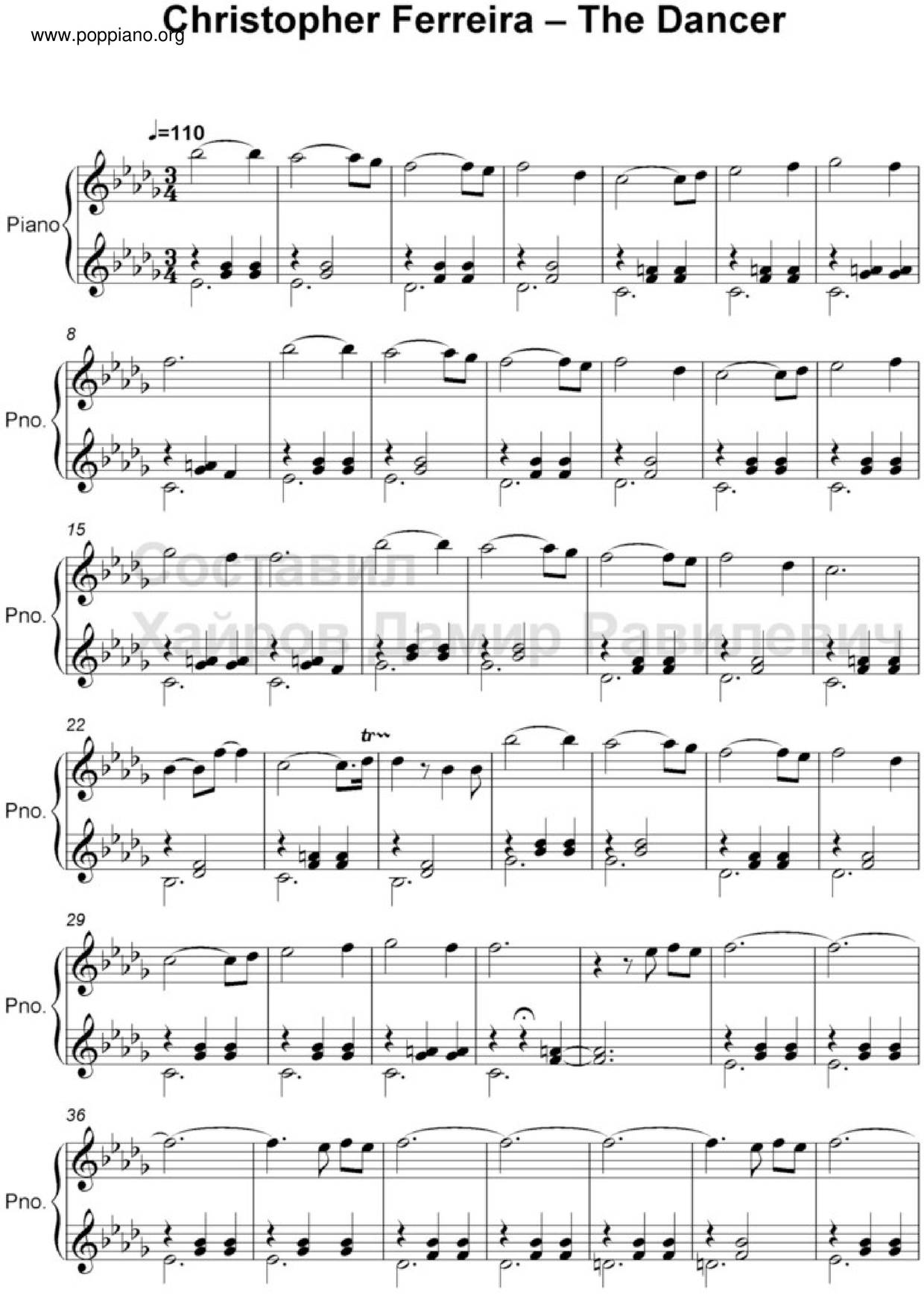 Christopher Ferreira-The Dancer Sheet Music pdf, - Free Score Download ★