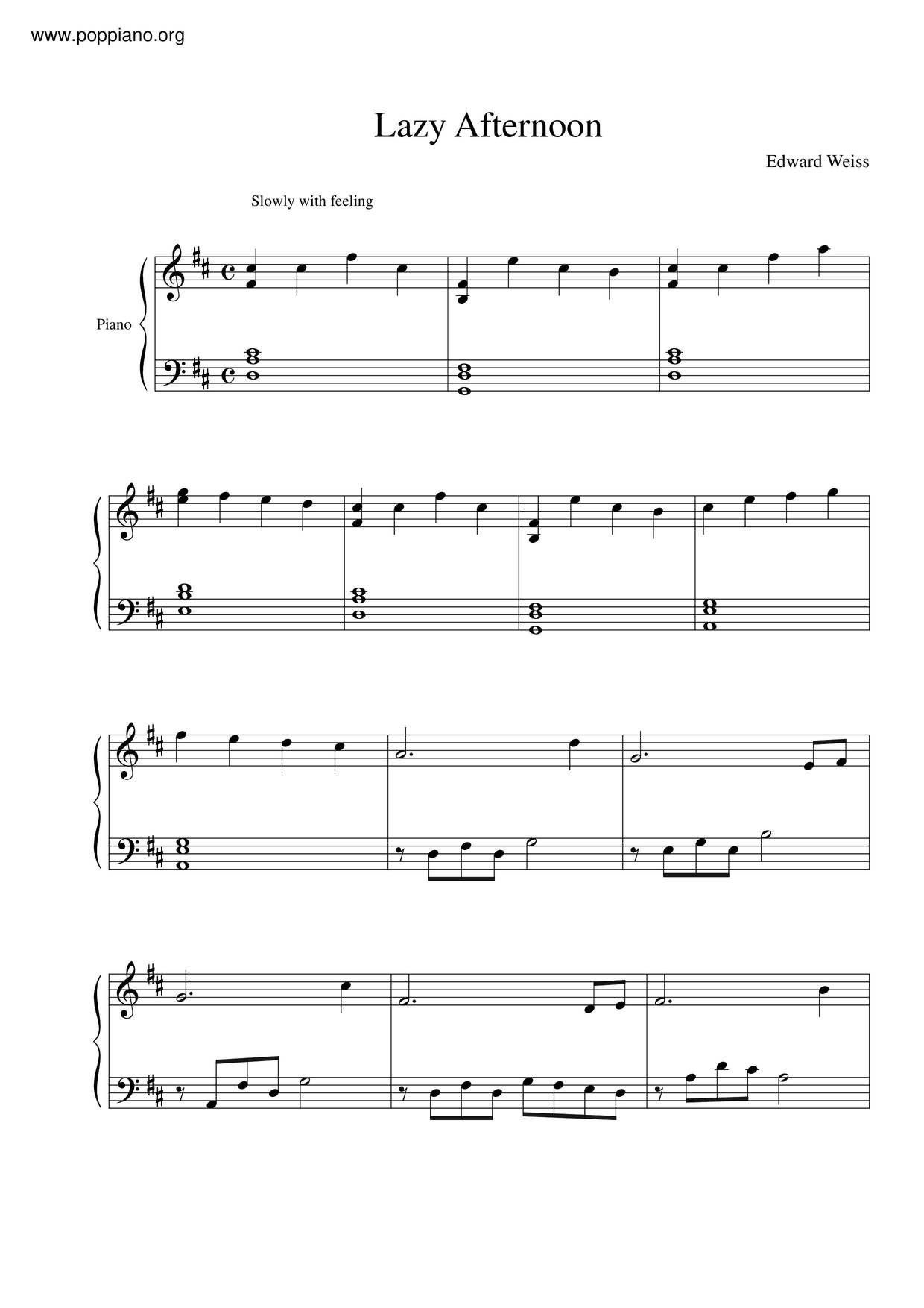 Edward Weiss-Lazy Afternoon Sheet Music pdf, - Free Score Download ★