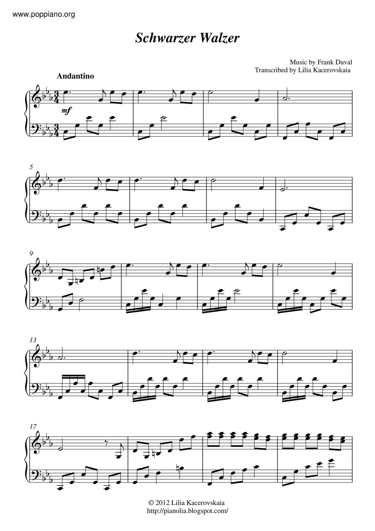 Frank Duval-Schwarzer Walzer Sheet Music pdf, - Free Score Download ★