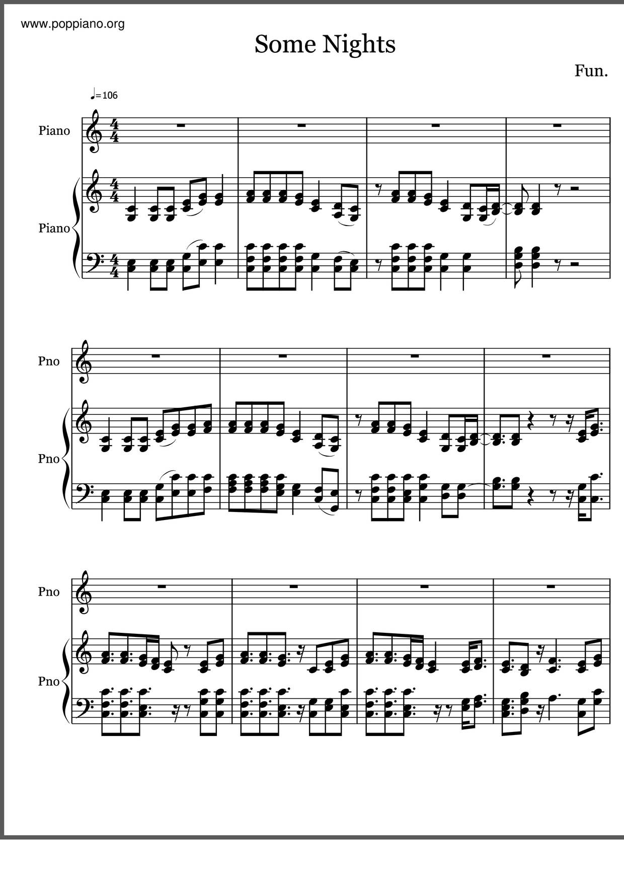 Fun-Some Nights Sheet Music pdf, - Free Score Download ★