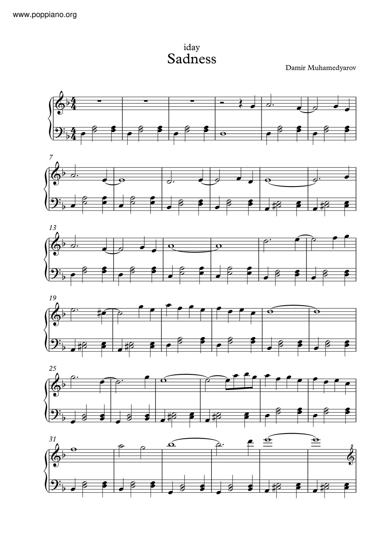 Iday-Sadness Sheet Music pdf, - Free Score Download ★