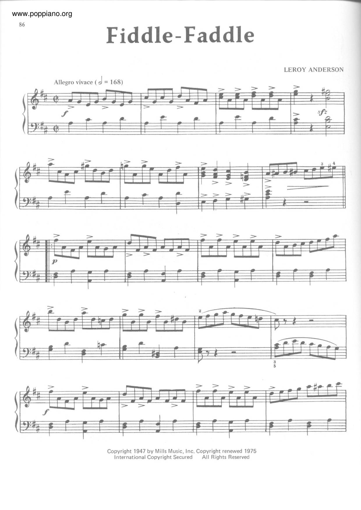 Leroy Anderson-Fiddle Faddle Sheet Music pdf, - Free Score Download ★