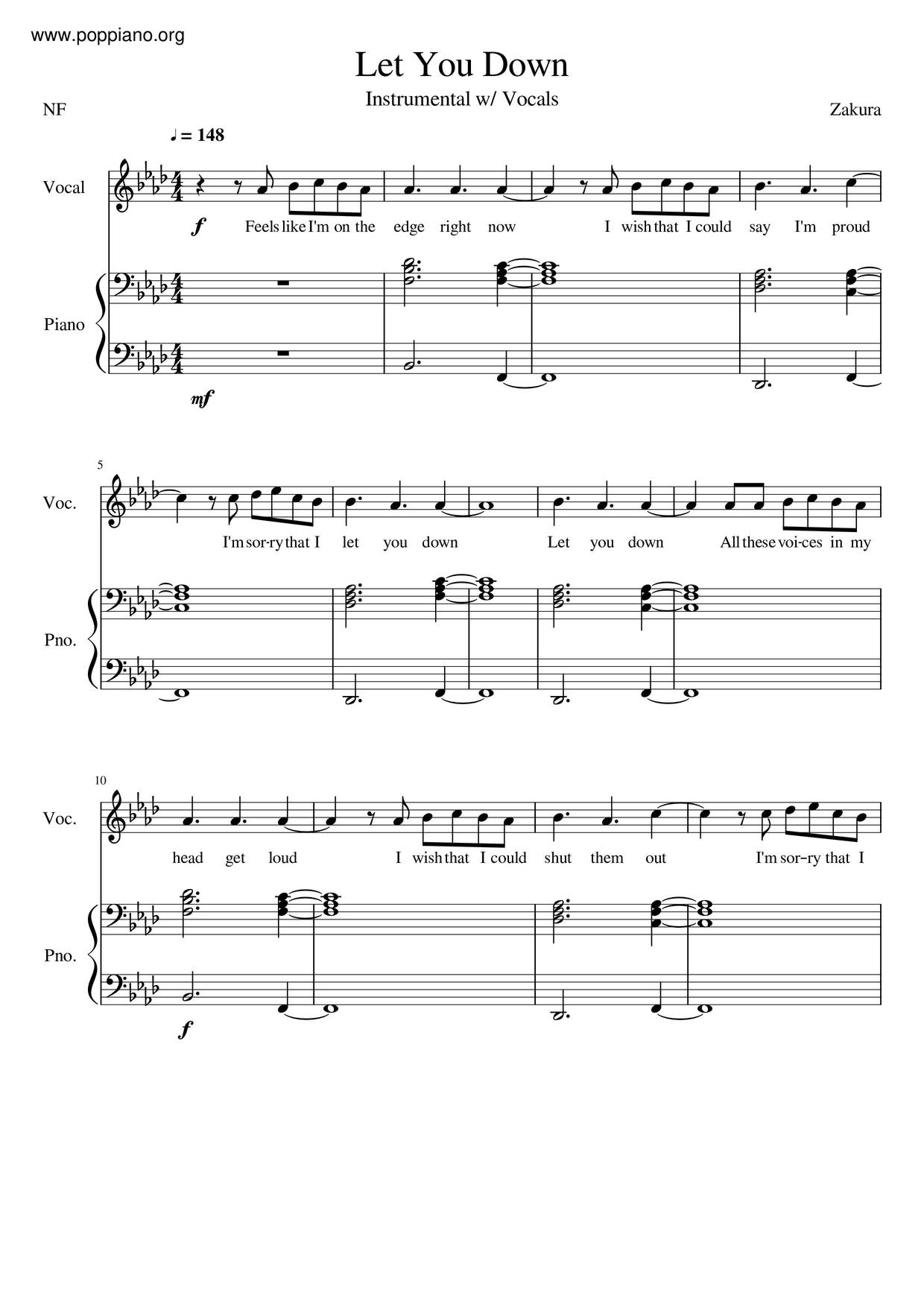 Nf Let You Down Sheet Music Pdf Free Score Download Nf Let You Down Sheet Music Pdf Free Score Download