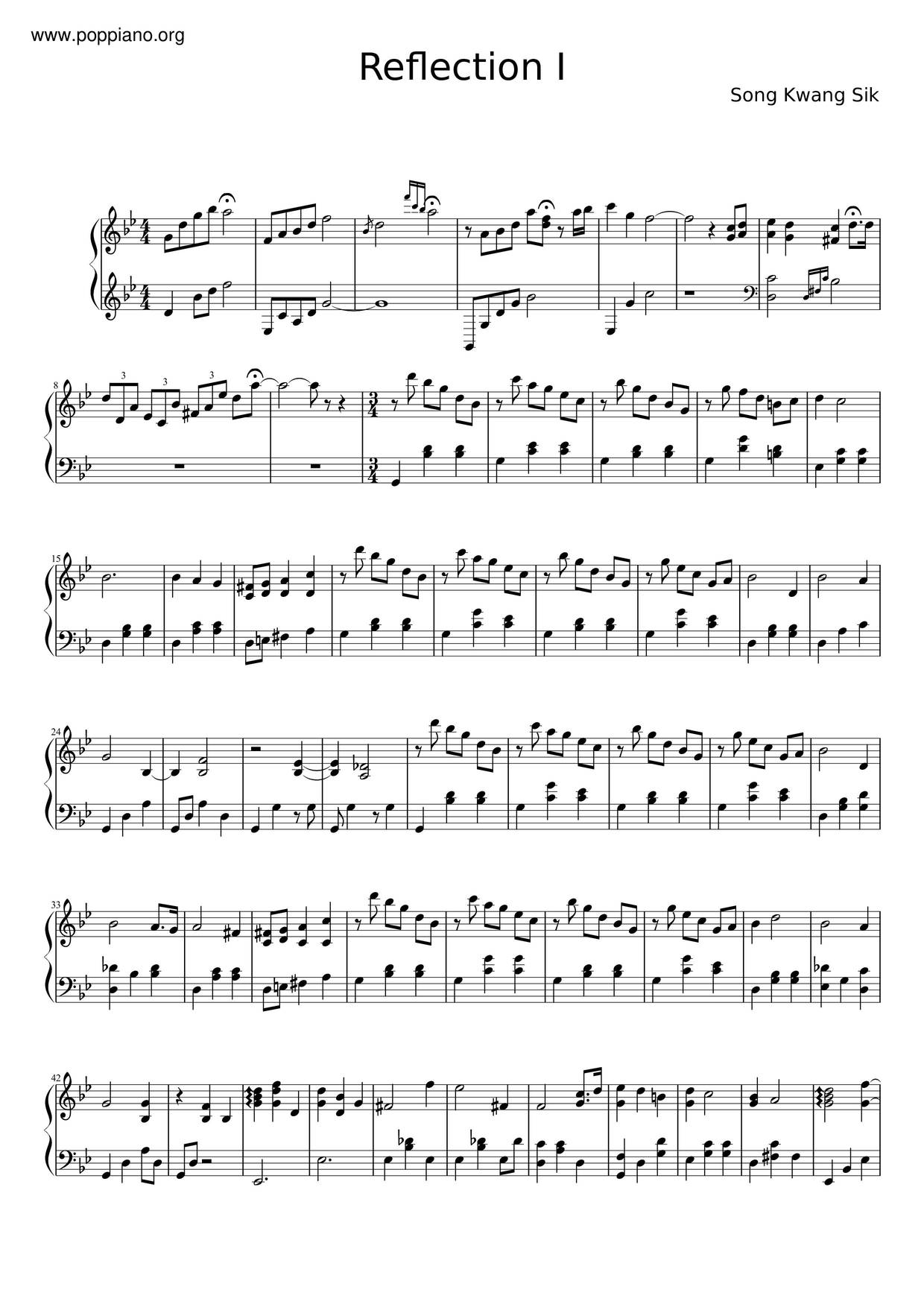 Song Kwang Sik-Reflection I Sheet Music pdf, - Free Score Download ★