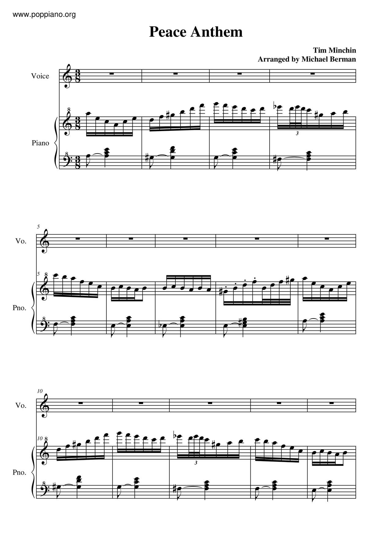 Tim Minchin-Peace Anthem For Sheet Music pdf, - Free Score Download ★