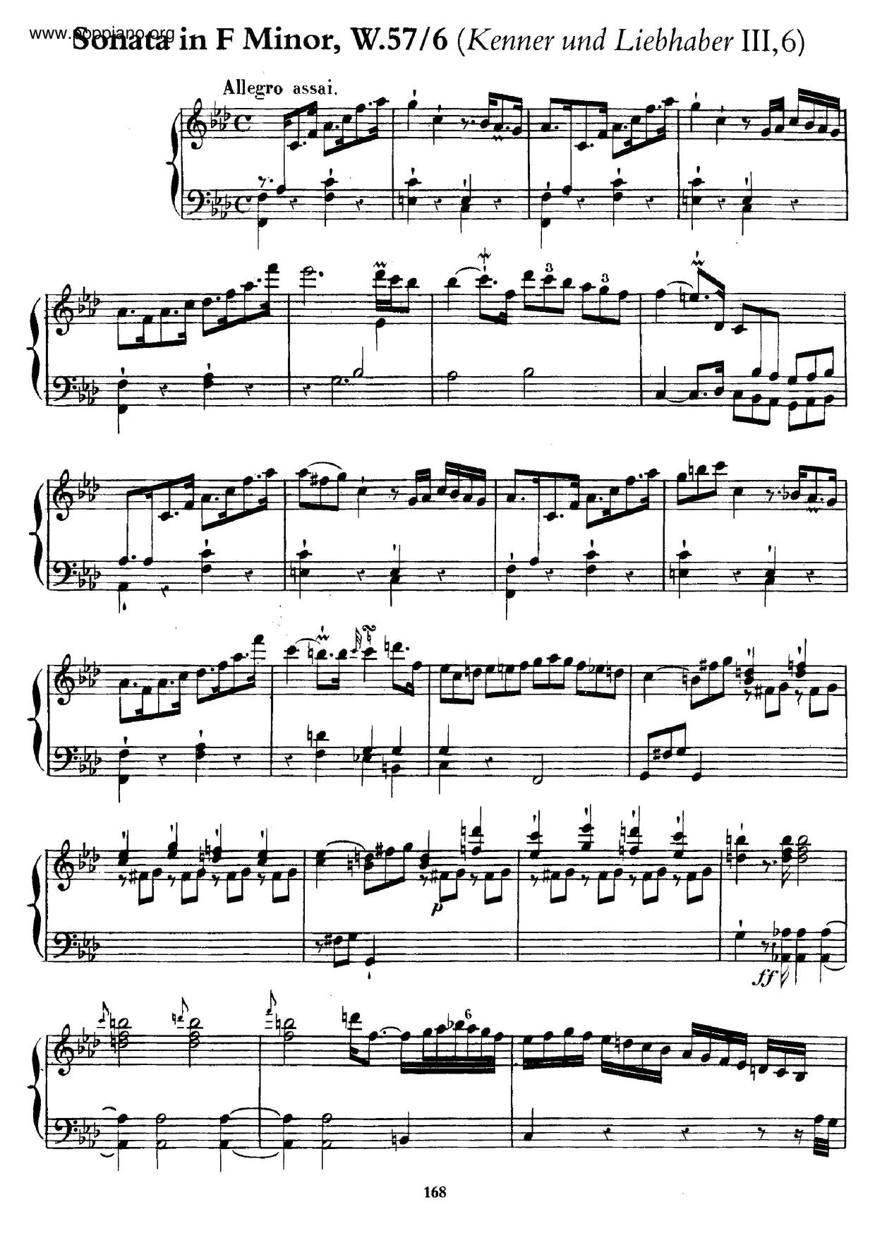 Carl Philipp Emanuel Bach Keyboard Sonata In F Minor H 173 Sheet Music