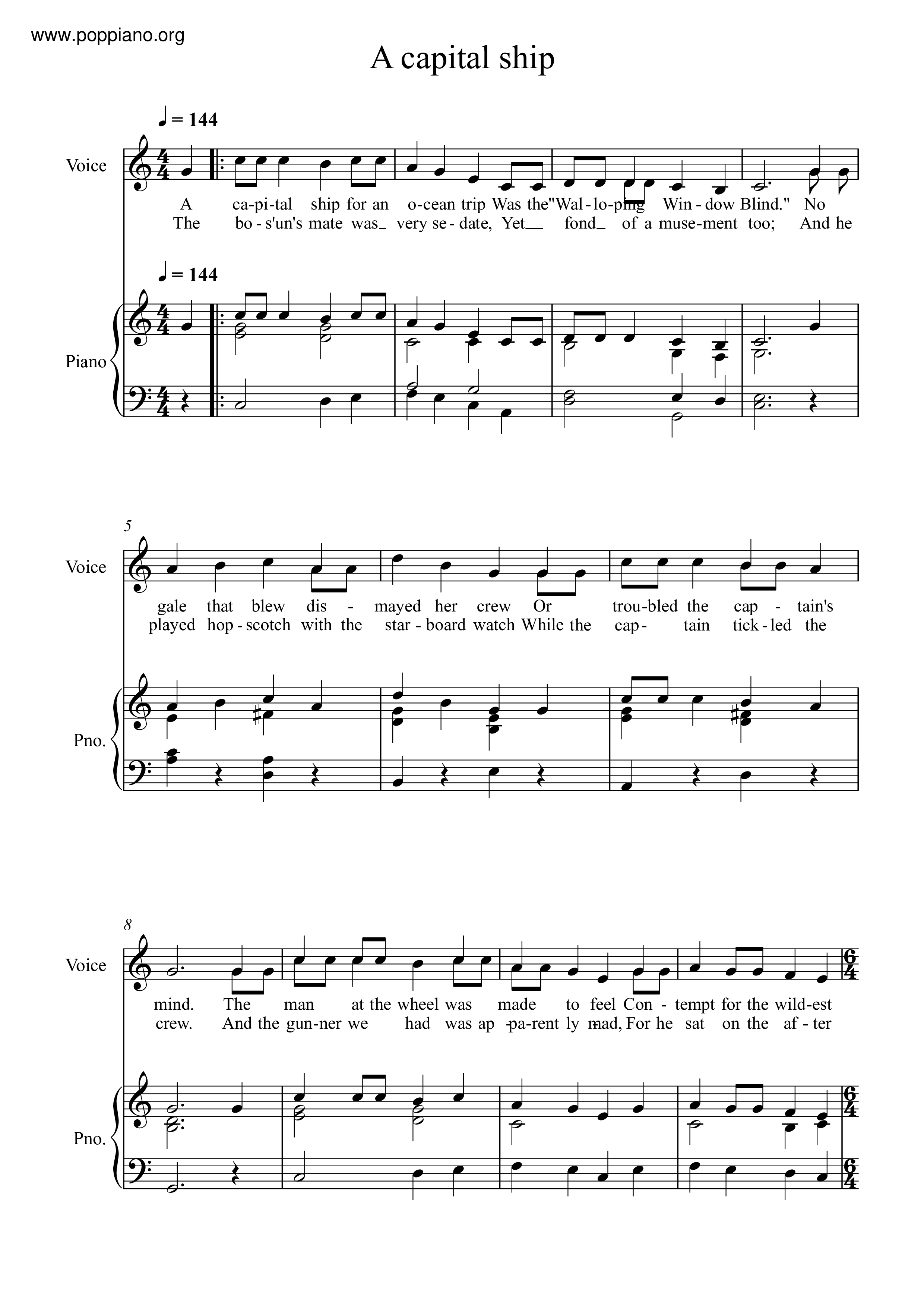 Charles Edward Carryl-Capital Ship Sheet Music pdf, - Free Score Download ★