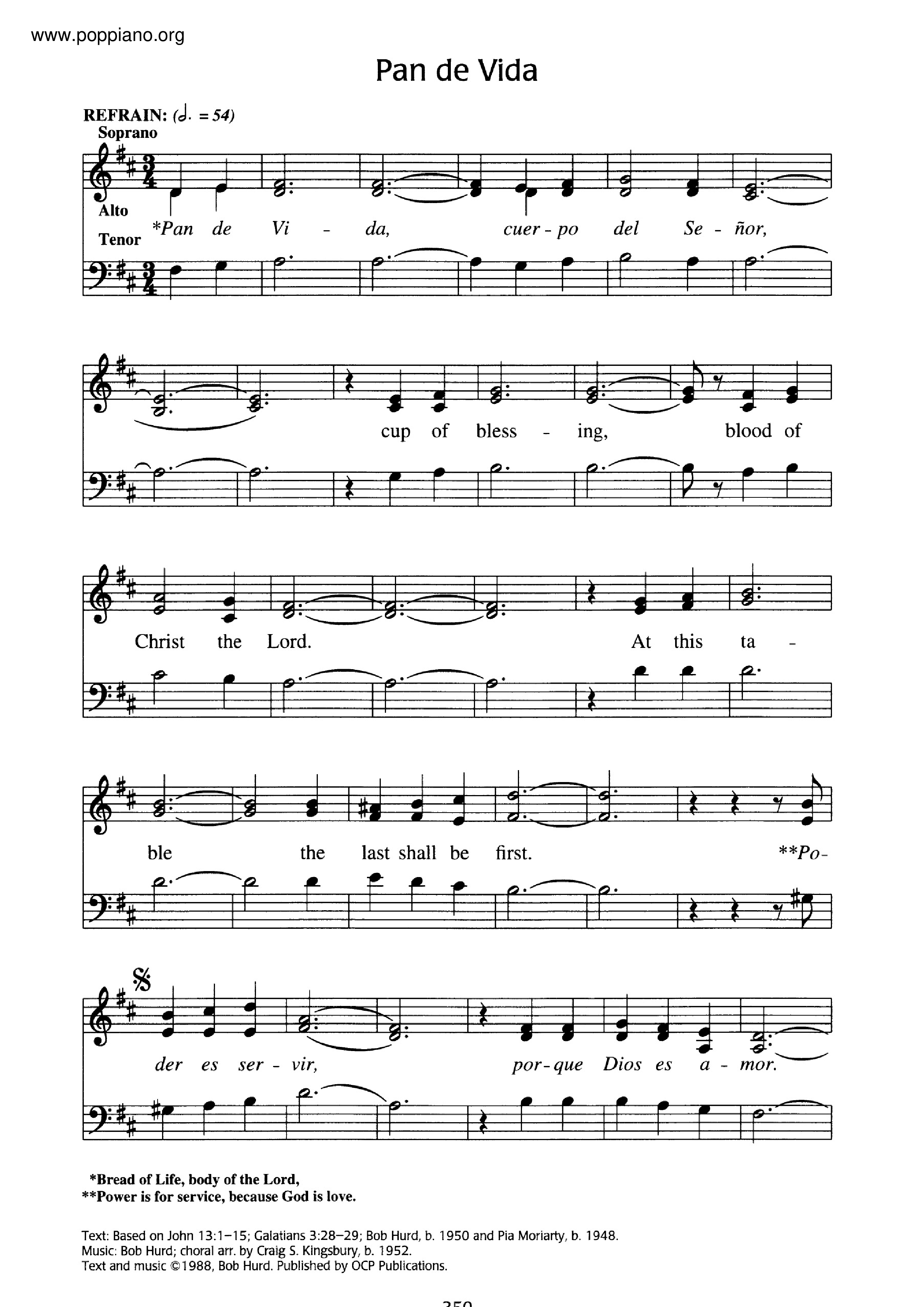 Spiritual-Pan De Vida Sheet Music pdf, - Free Score Download ★