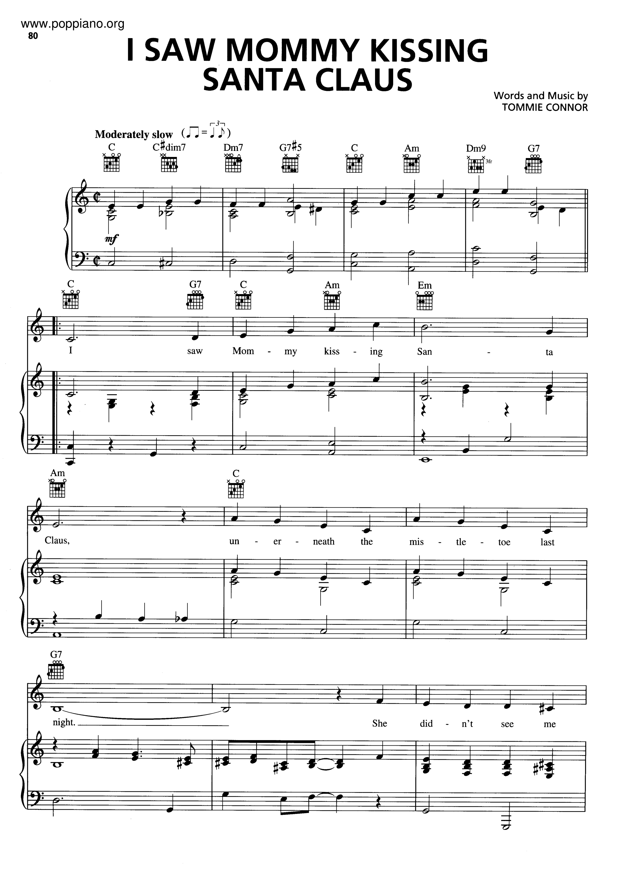 Christmas I Saw Mommy Kissing Santa Claus Sheet Music Pdf Free Score